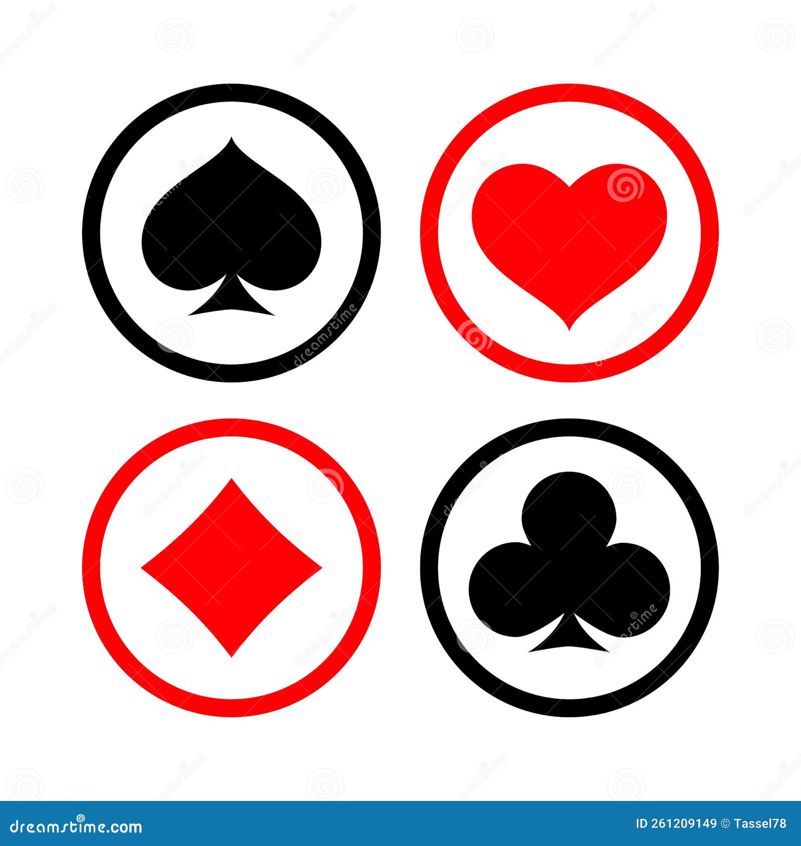 Suit of Playing Cards. Vector Illustration Symbols Isolated on White ...