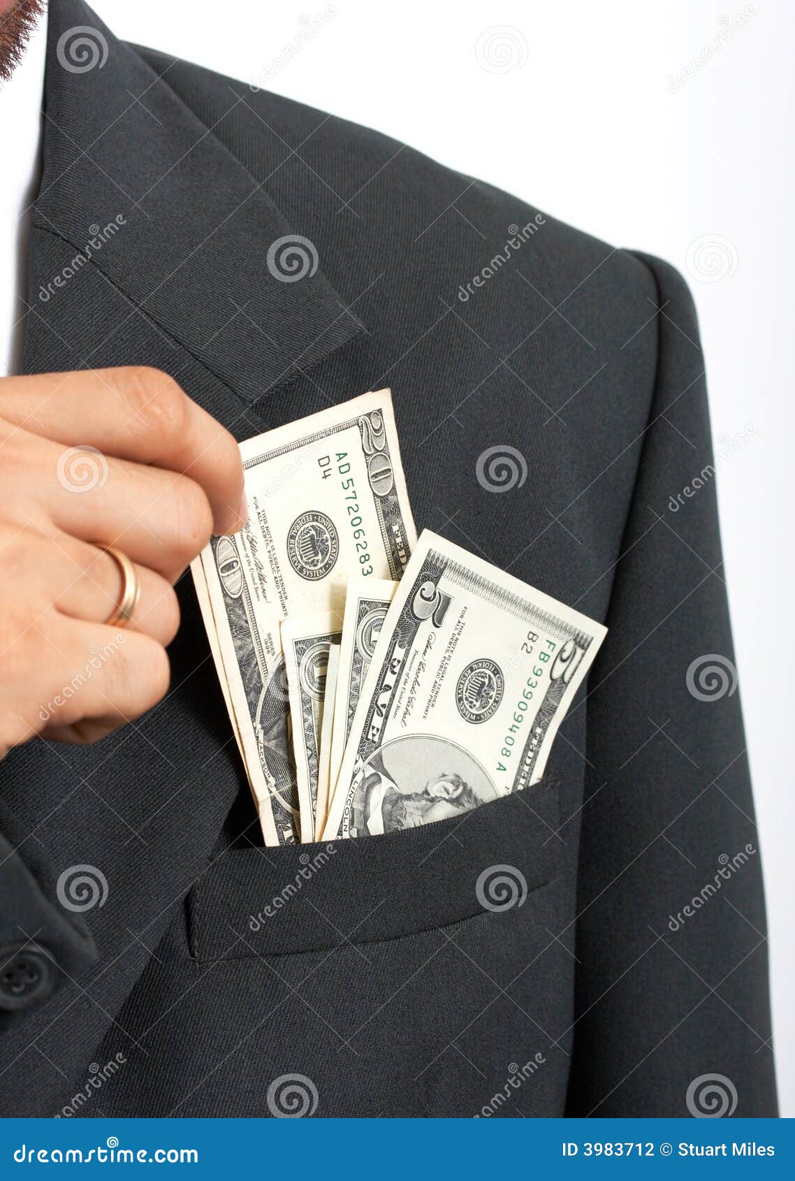 Suit pocket stock photo. Image of cash, manager, white - 3983712