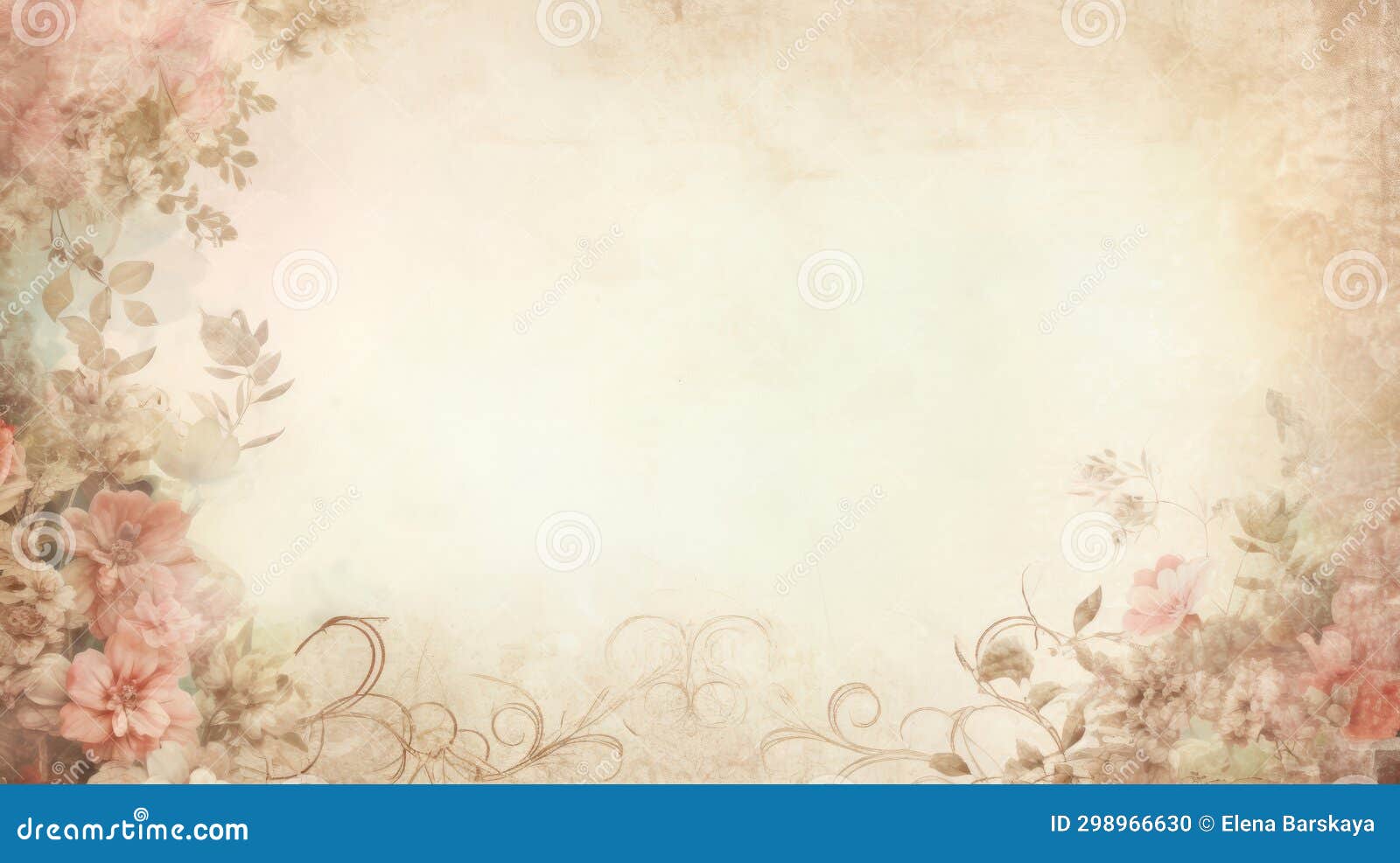 Beige Background with Pink Flowers in Retro Style Stock Illustration ...
