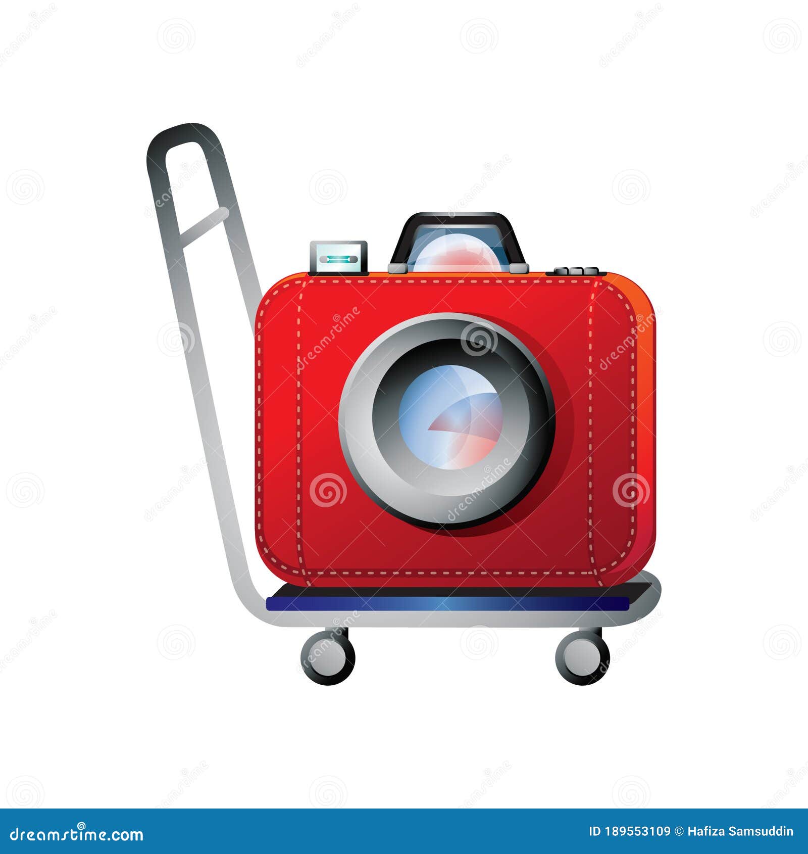 Suitcase Camera on Push Trolley. Vector Illustration Decorative Design ...