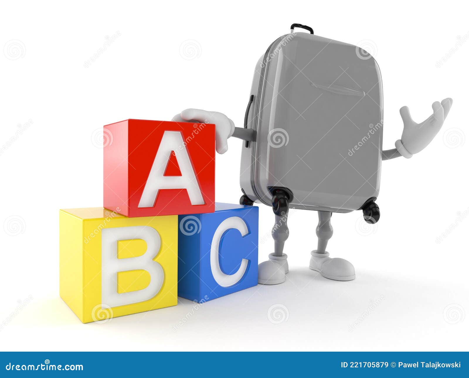 Suitcase Character with Toy Blocks Stock Illustration - Illustration of ...