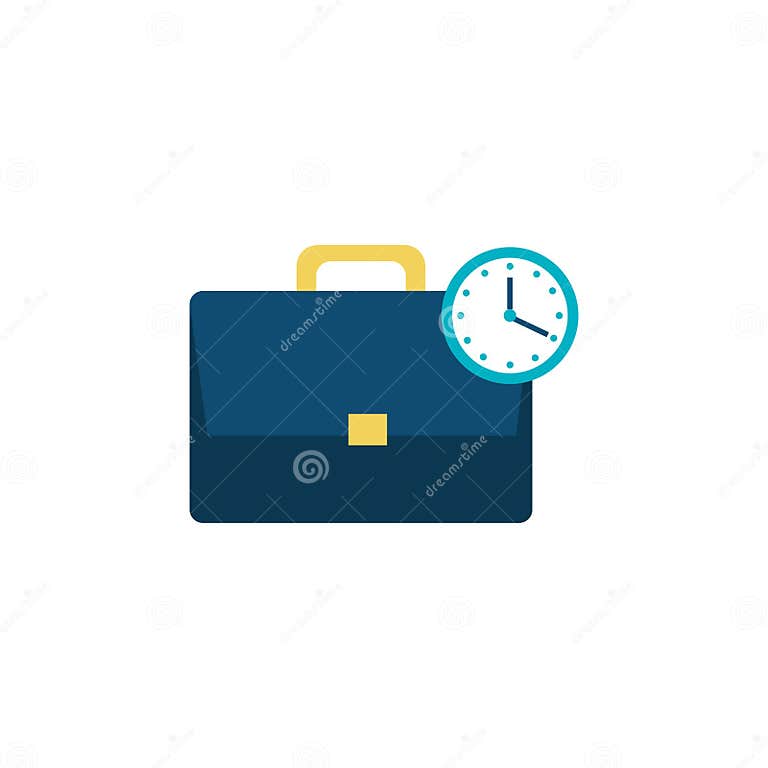 Suitcase with Clock Flat Style Icon Stock Vector - Illustration of ...