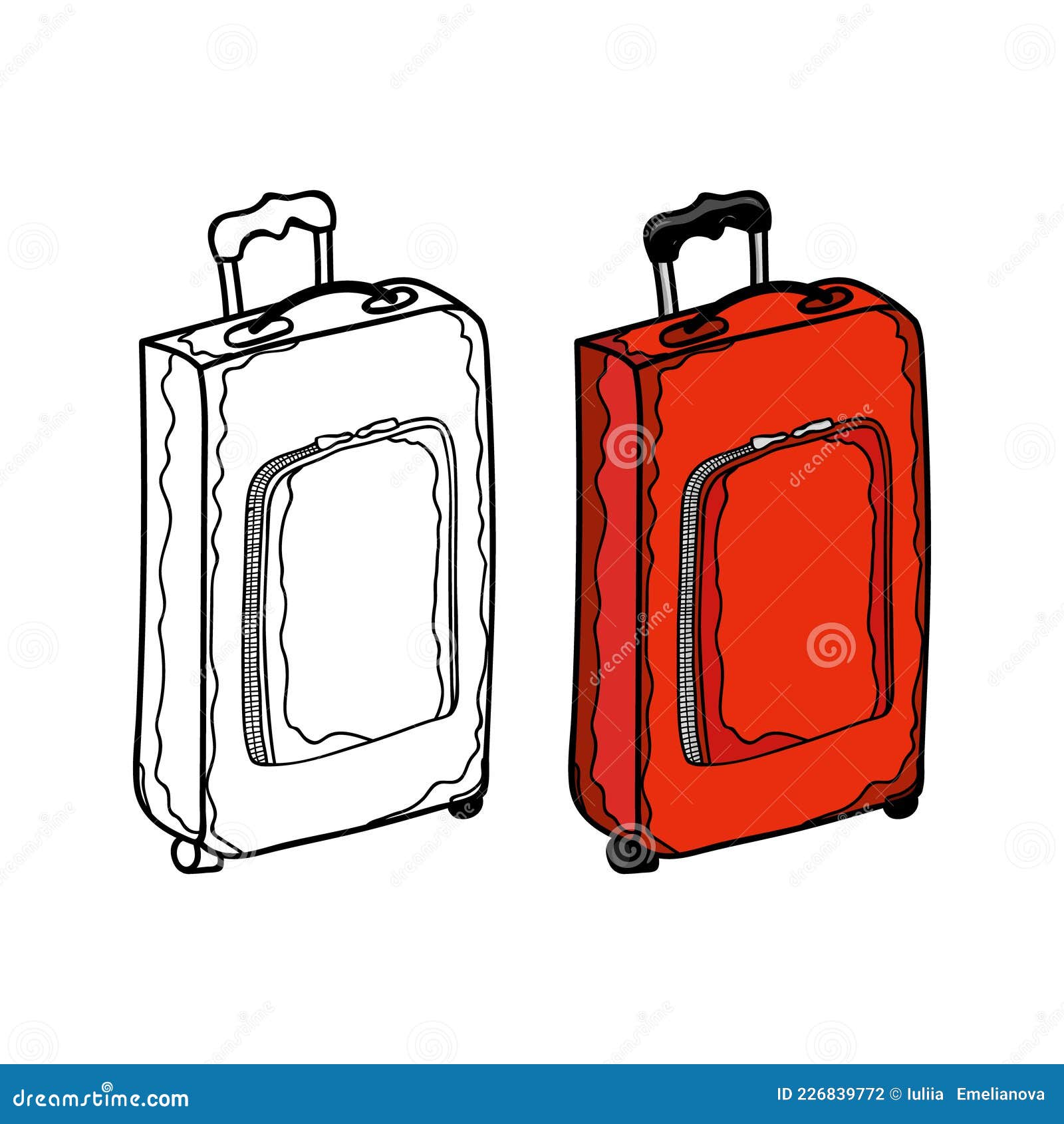 Suitcase Contour and Suitcase Colored Red. Vector Stock Vector ...