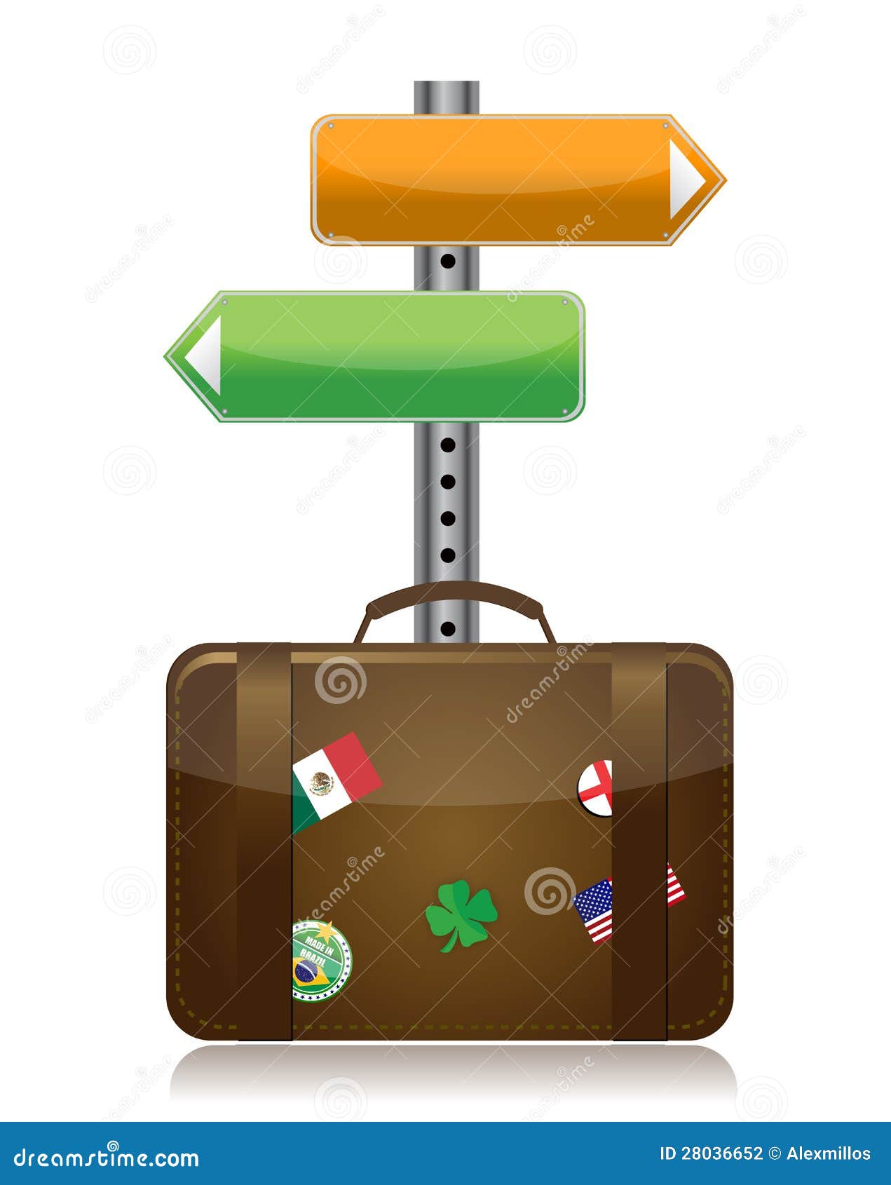 Suitcase with Destination Sign Stock Illustration - Illustration of ...
