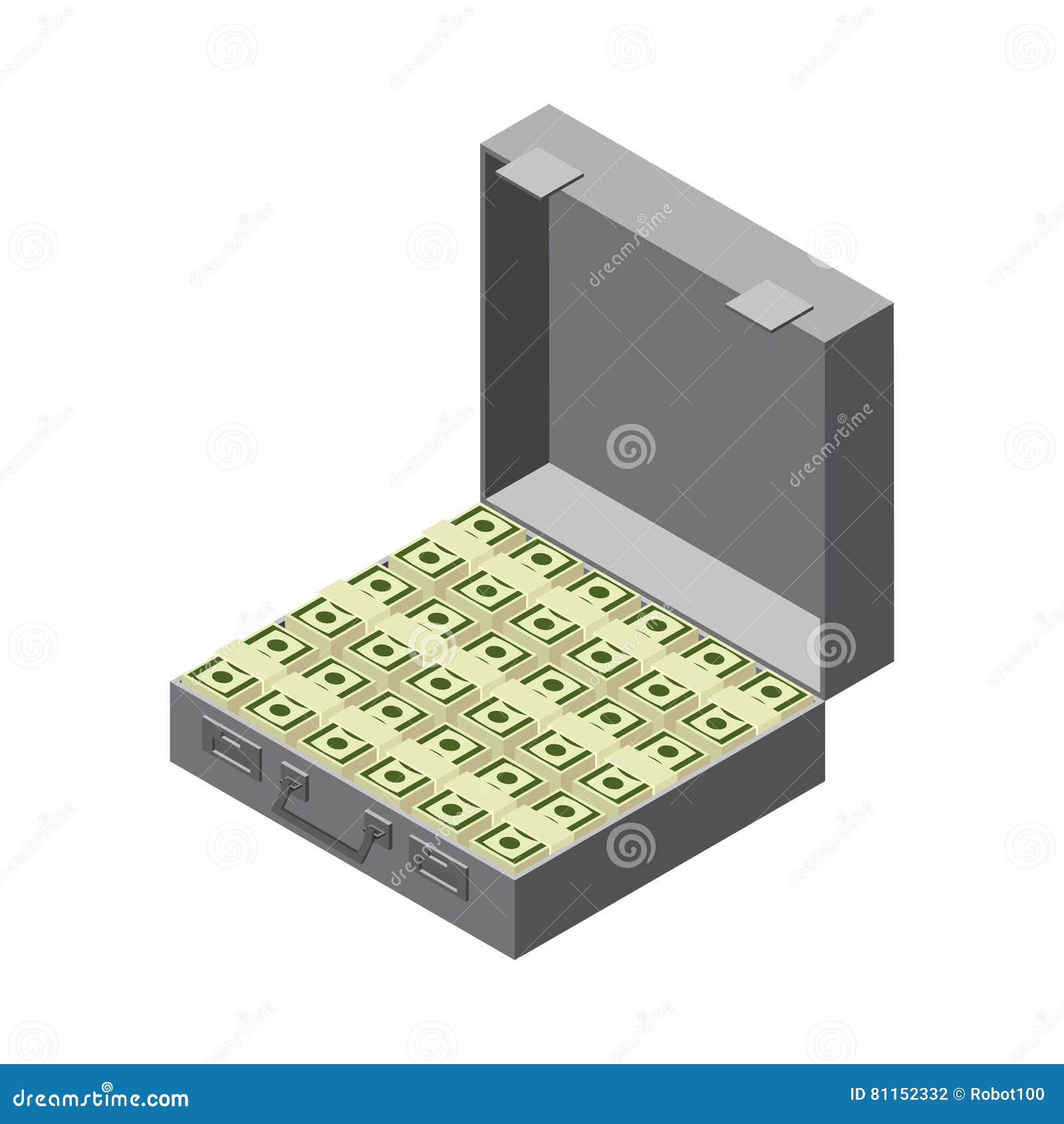 Suitcase Full of Money. Case Cash Stock Vector - Illustration of lock ...