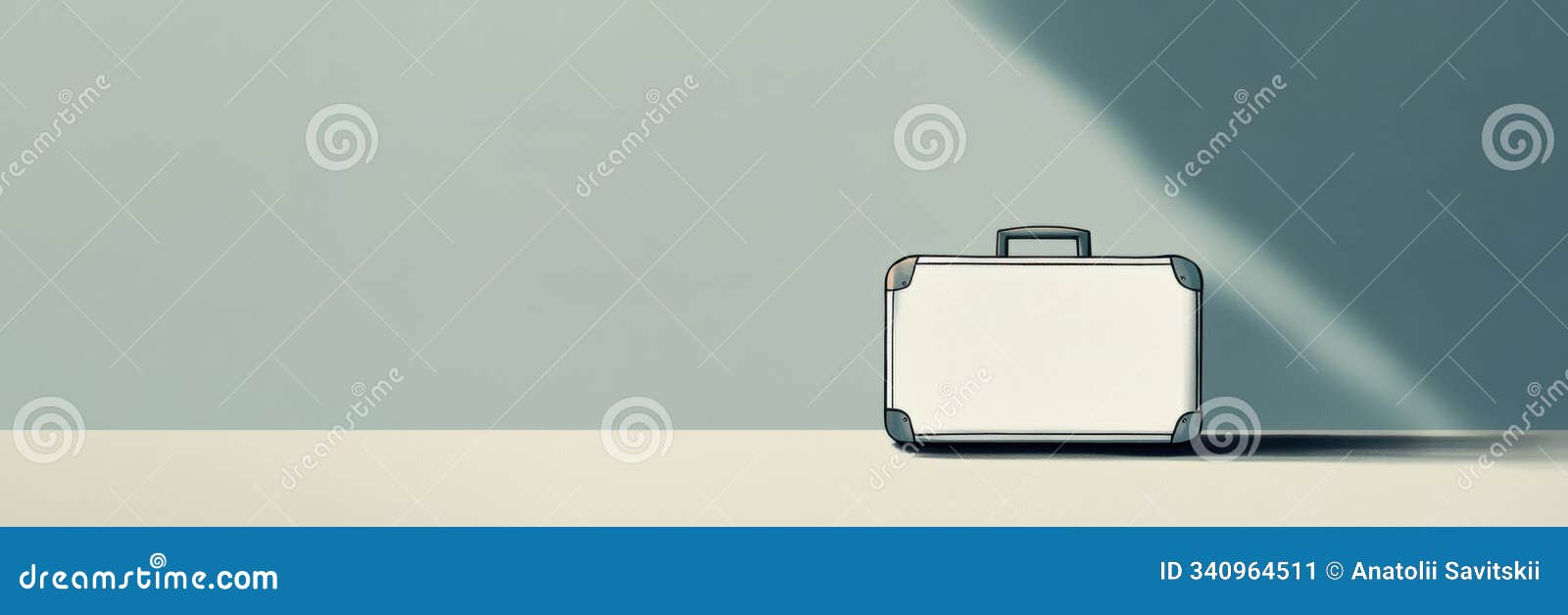 A Suitcase with a Handle Stands on a Surface, Designed with Sharp Lines ...