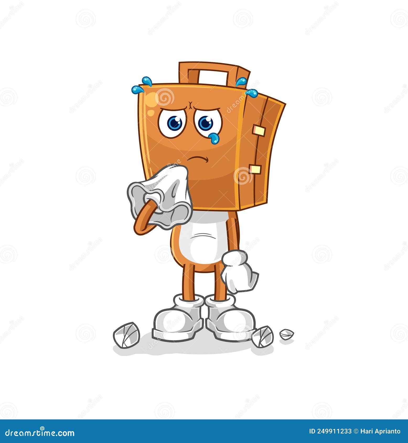 Suitcase Head Cry with a Tissue. Cartoon Mascot Vector Stock Vector ...
