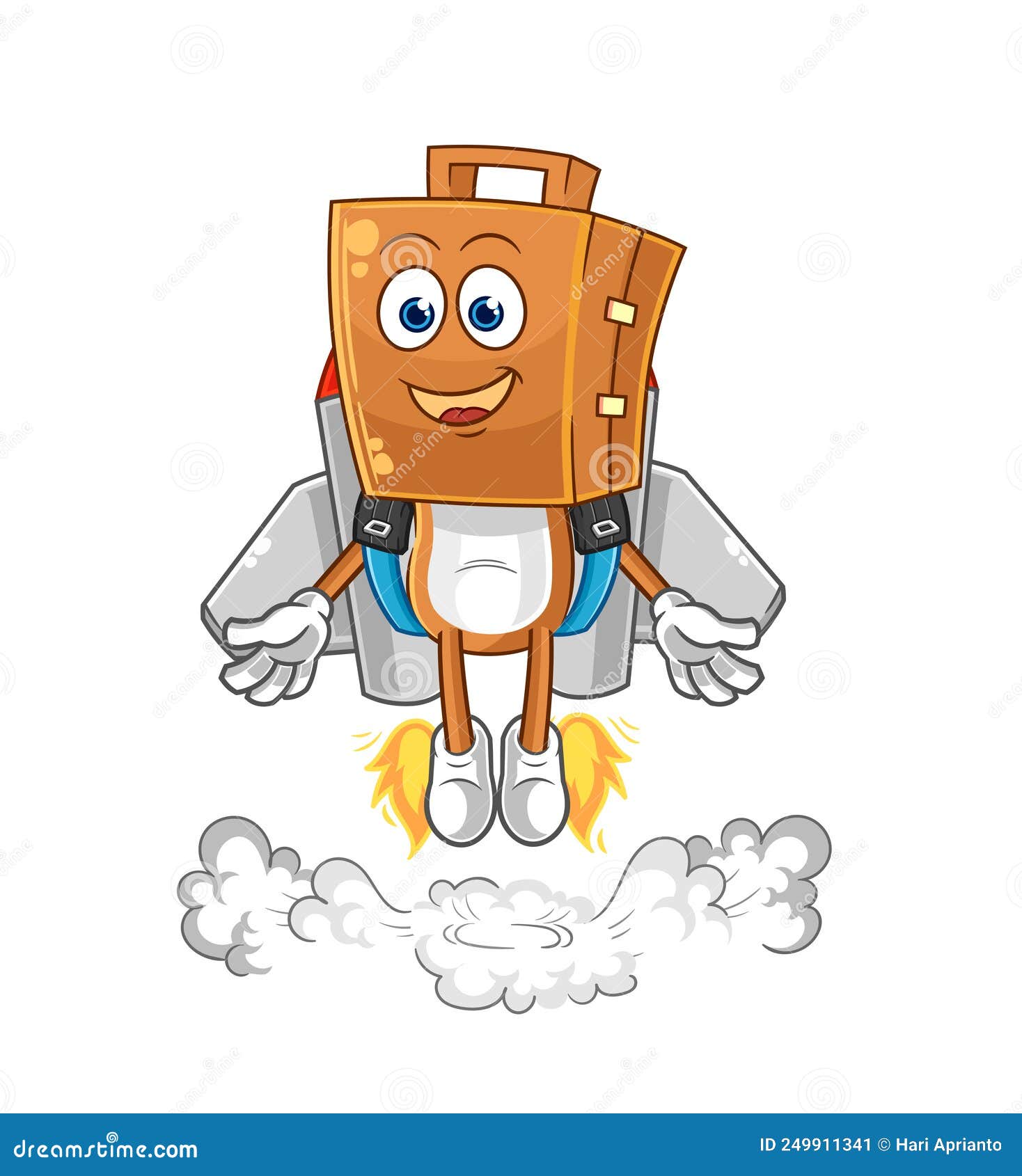 Suitcase Head with Jetpack Mascot. Cartoon Vector Stock Vector ...