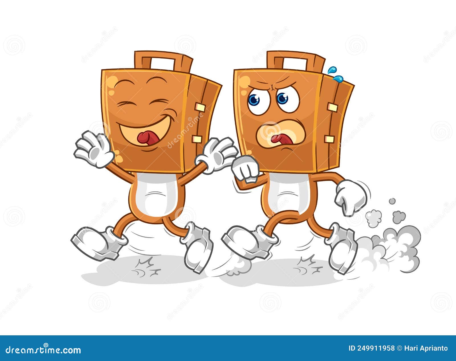 Suitcase Head Play Chase Cartoon. Cartoon Mascot Vector Stock Vector ...