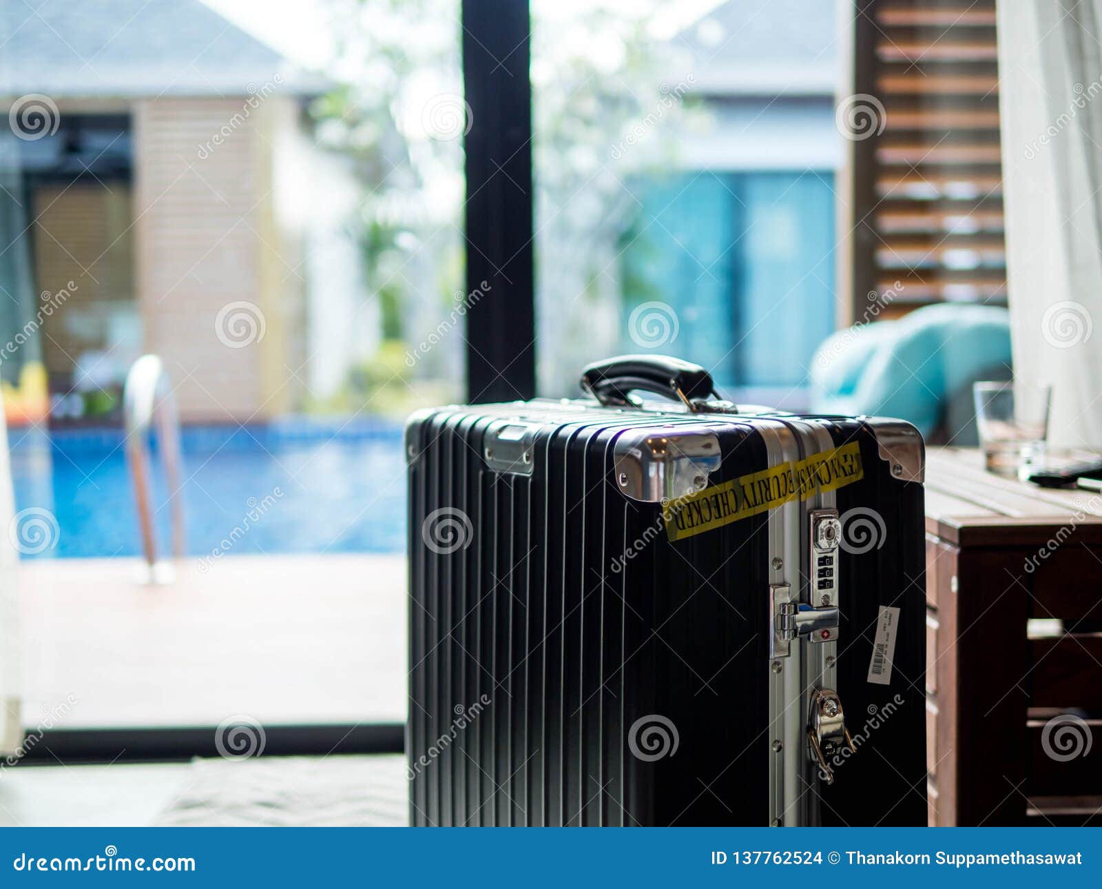 Suitcase in Hotel Room. Ready for Check in or Check Out Stock Photo ...