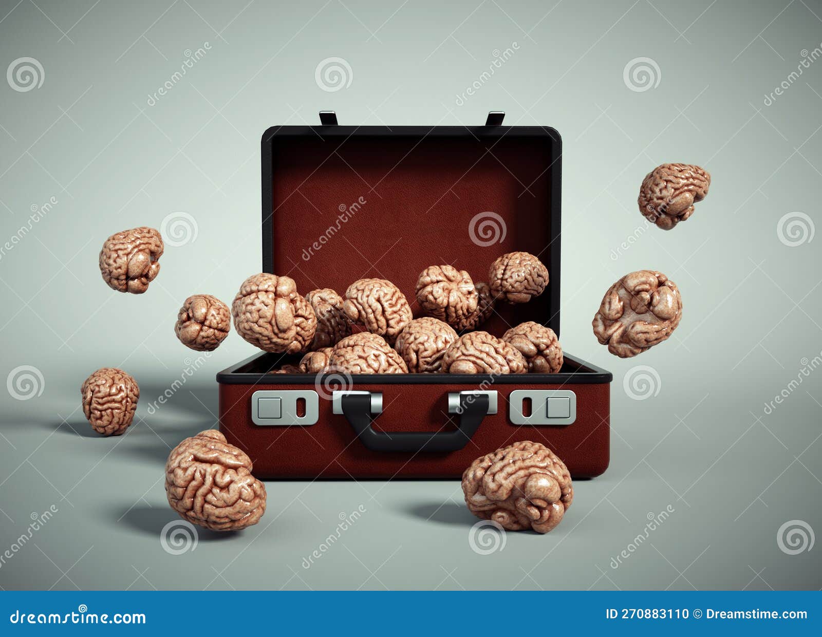 Suitcase with human brain stock illustration. Illustration of graphic ...