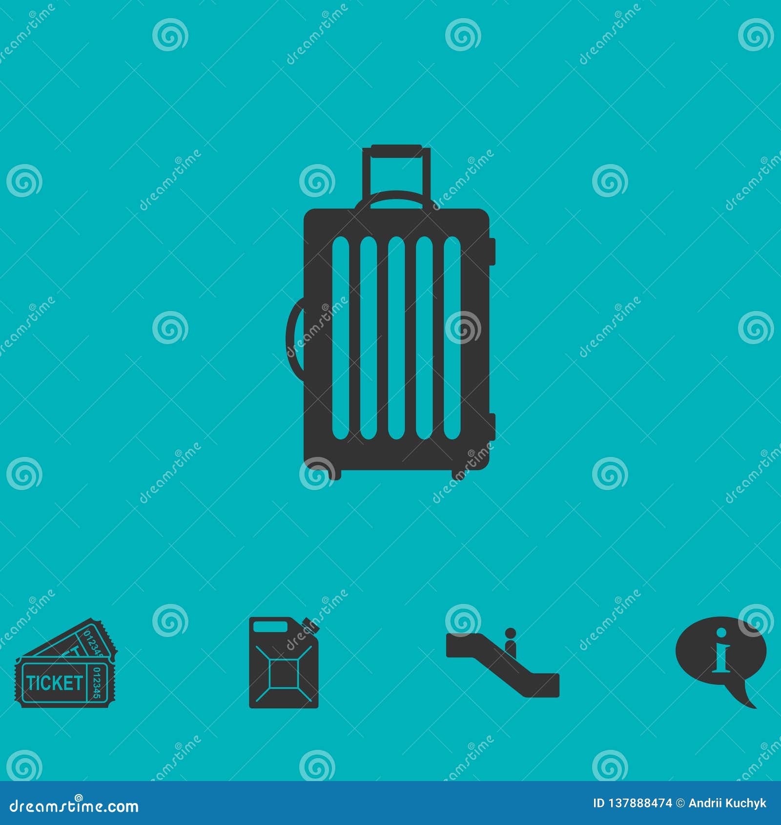 Suitcase icon flat stock vector. Illustration of lock - 137888474