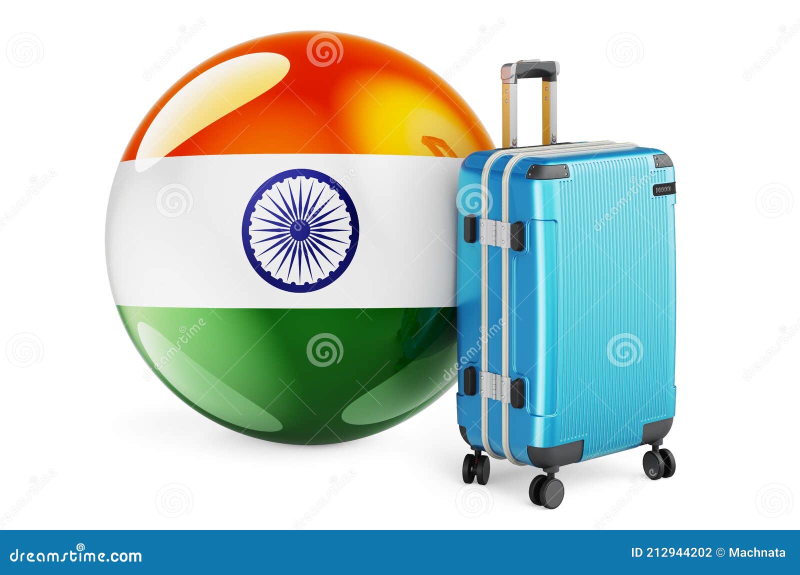 Suitcase with Indian Flag. India Travel Concept, 3D Rendering Stock ...