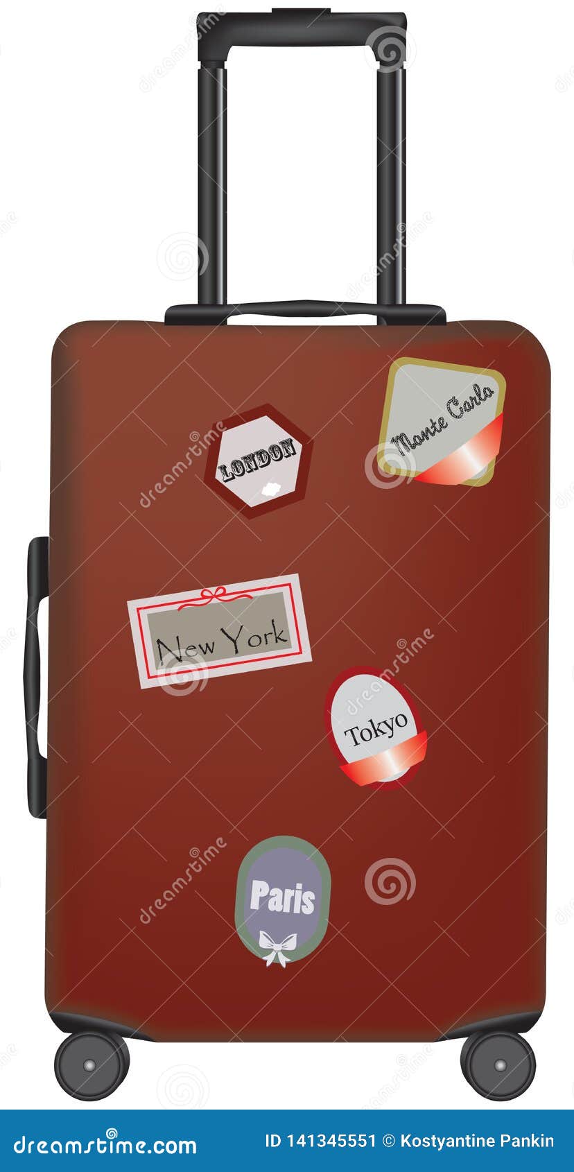 Suitcase with labels stock vector. Illustration of clipping - 141345551