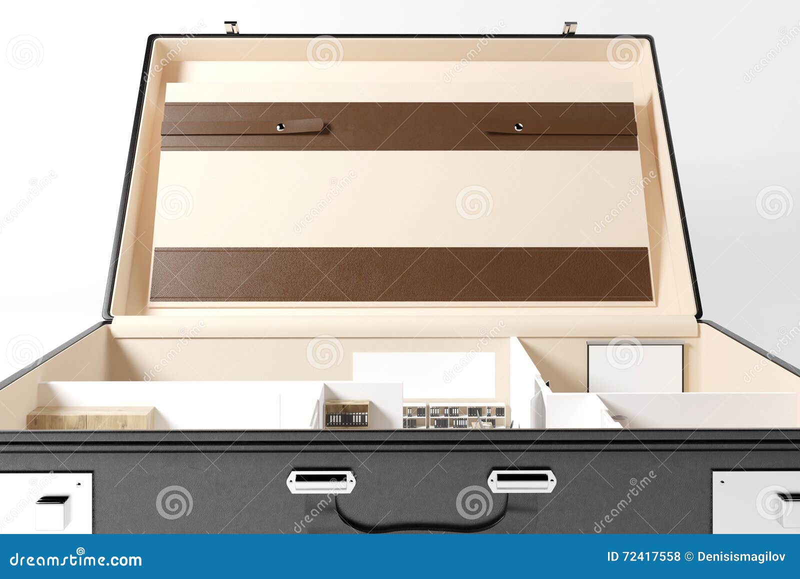 Suitcase with Library Interior Stock Illustration - Illustration of ...