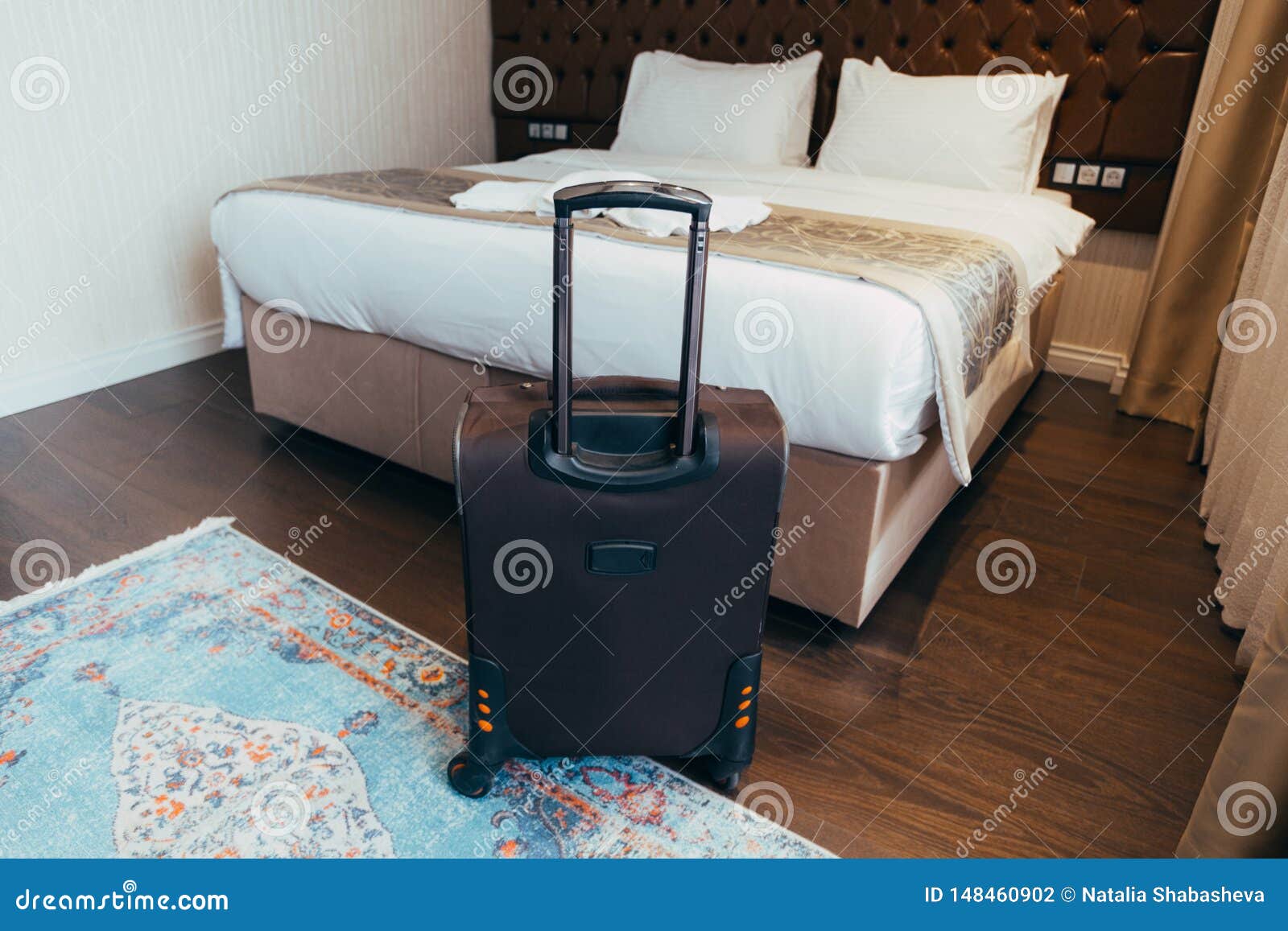 Suitcase or Luggage Bag in a Modern Hotel Room Stock Photo - Image of ...