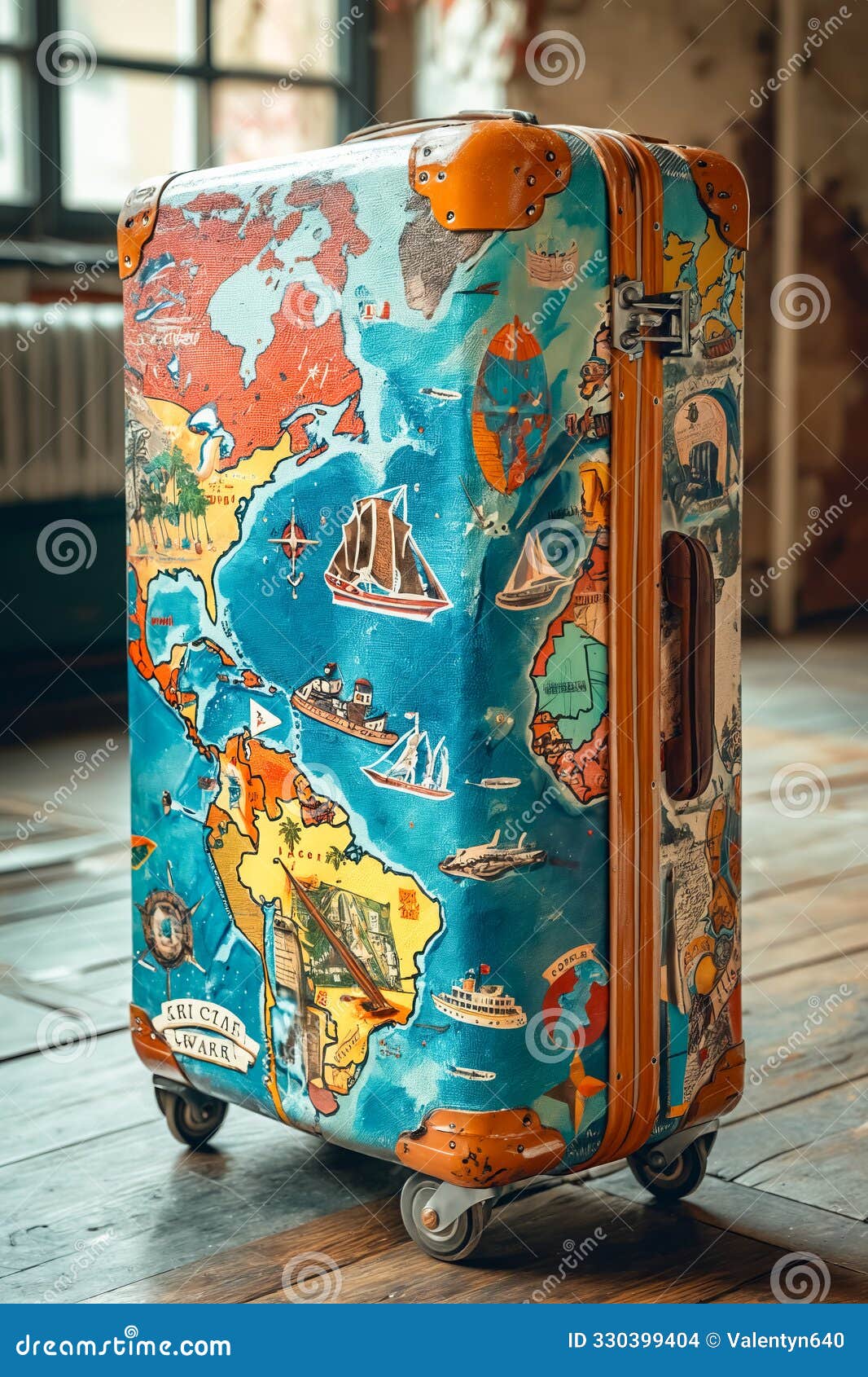 A Suitcase with a Map of the World Painted on it. Generative AI Stock ...