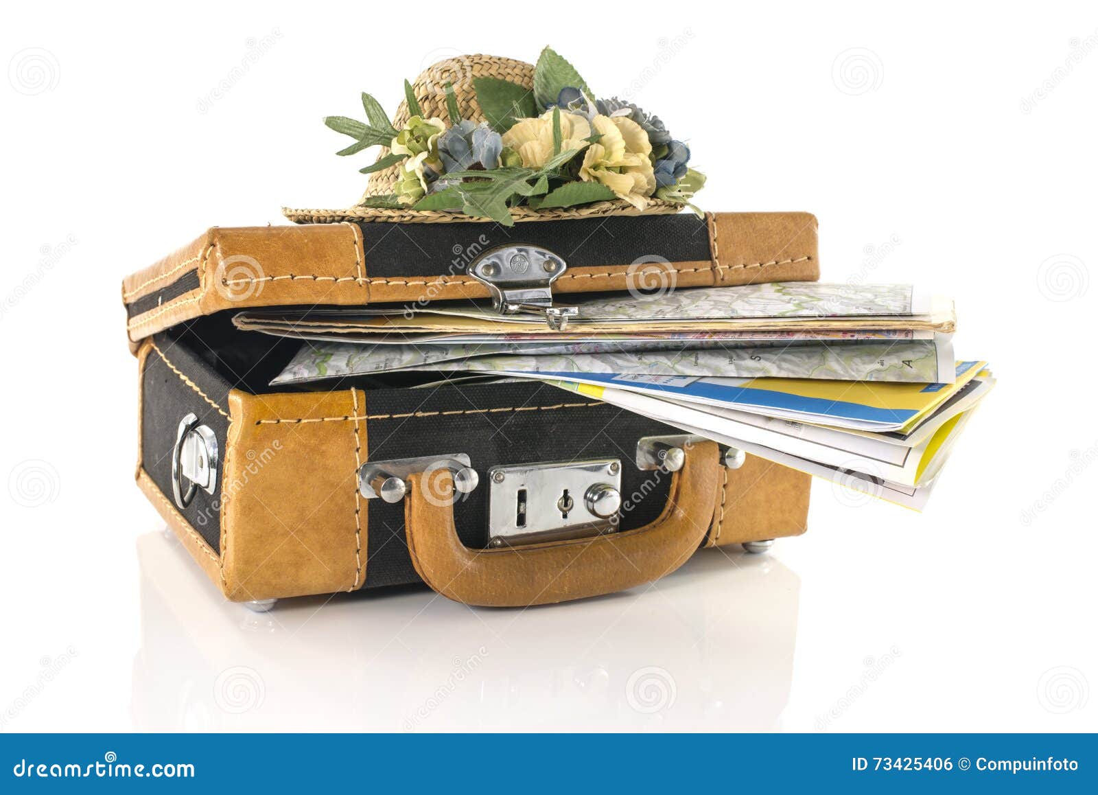 Suitcase with Maps for Travel Destinations Stock Photo - Image of globe ...