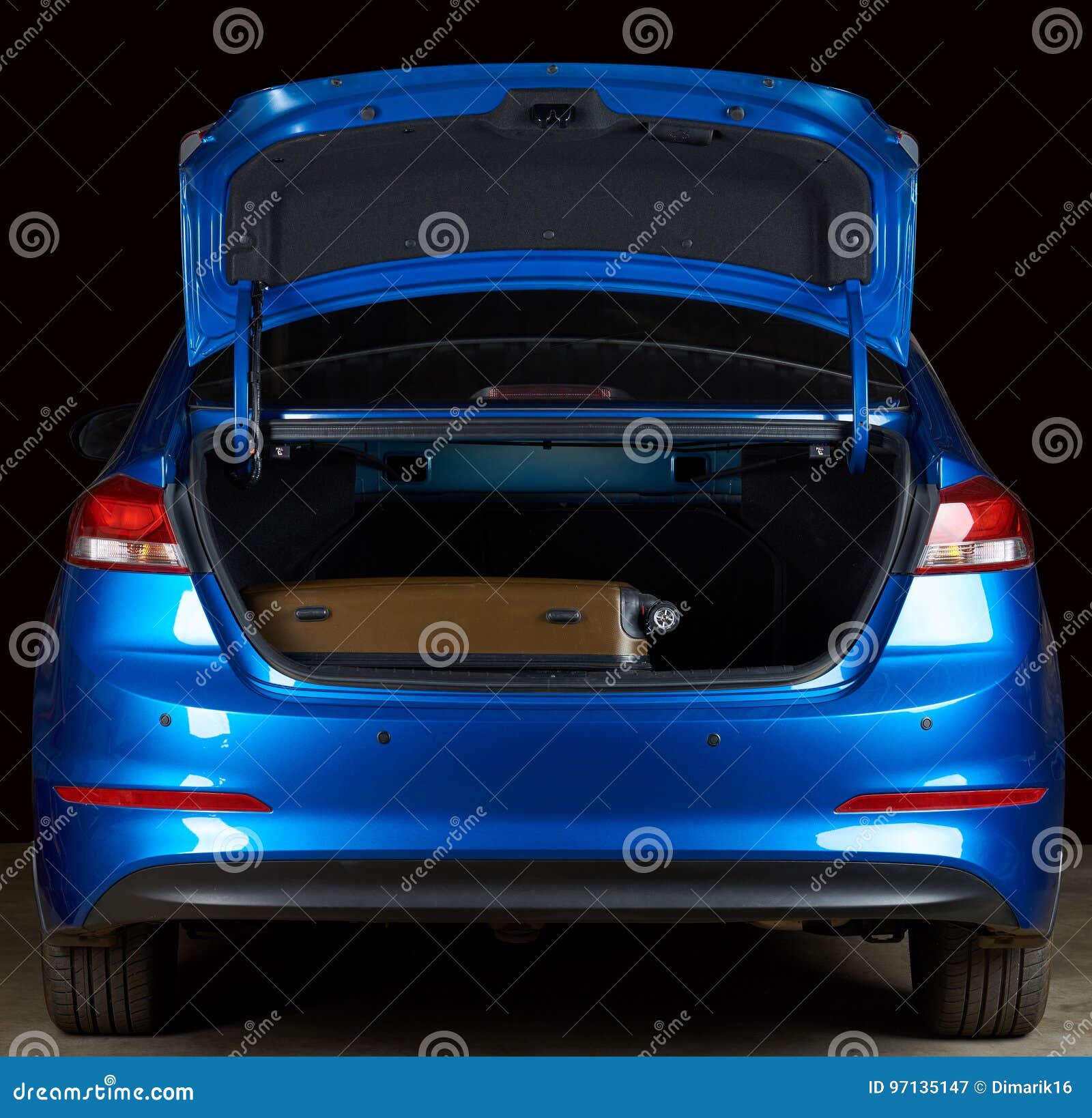 Suitcase in Modern Car Trunk Stock Image - Image of background, nature ...