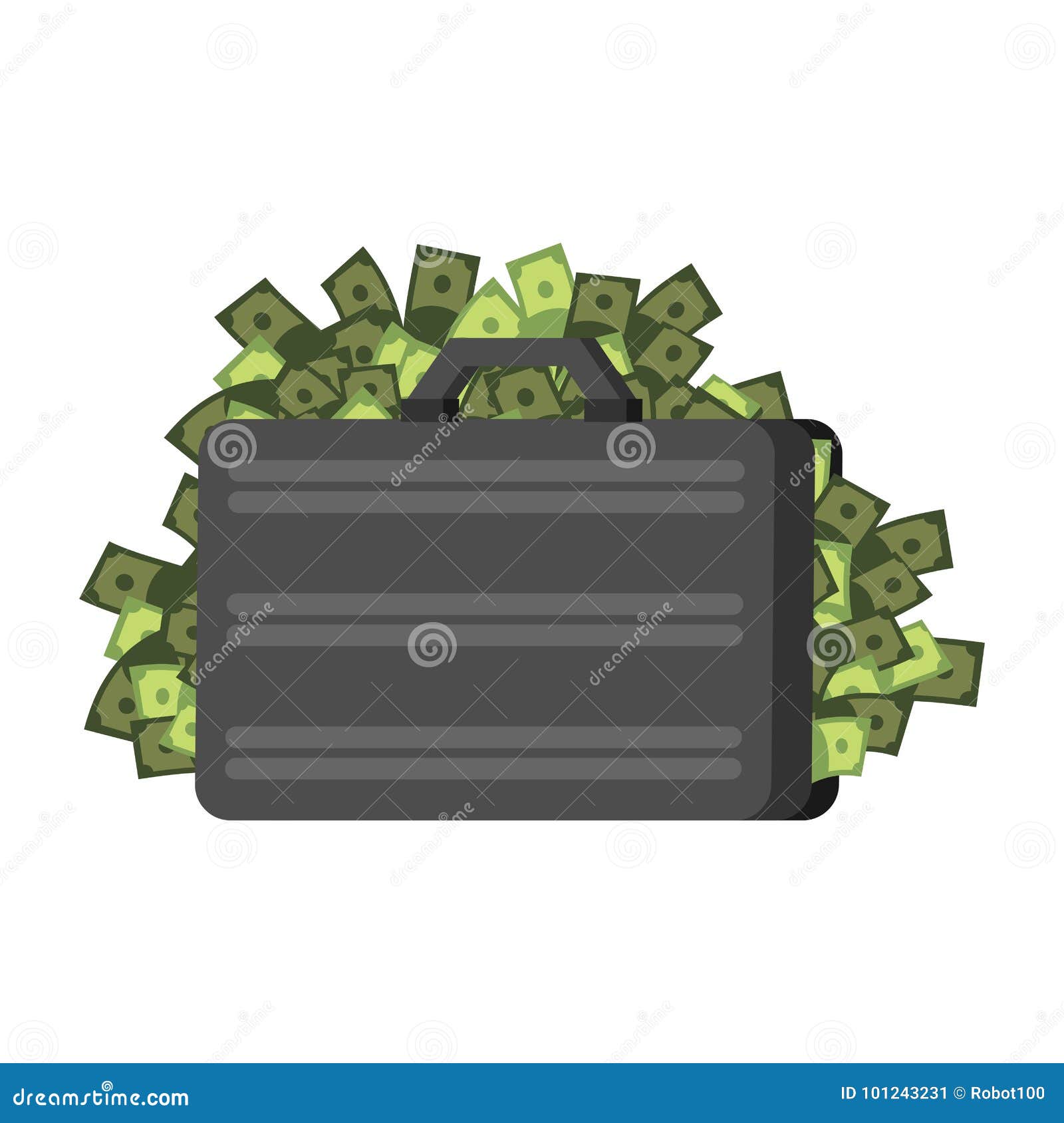 Suitcase of Money Isolated. Case Cash Stock Vector - Illustration of ...