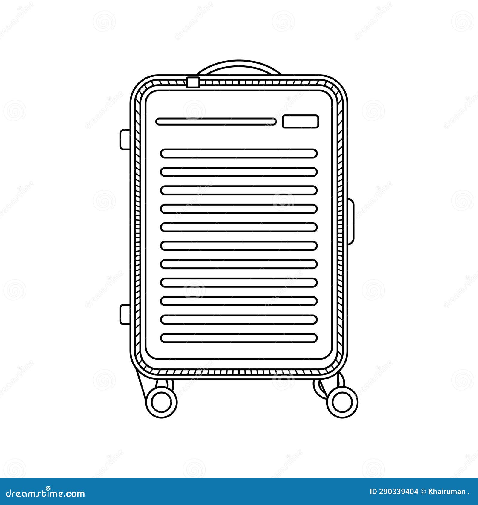 Suitcase Bag Outline Flat Icon On White Cartoon Vector | CartoonDealer ...