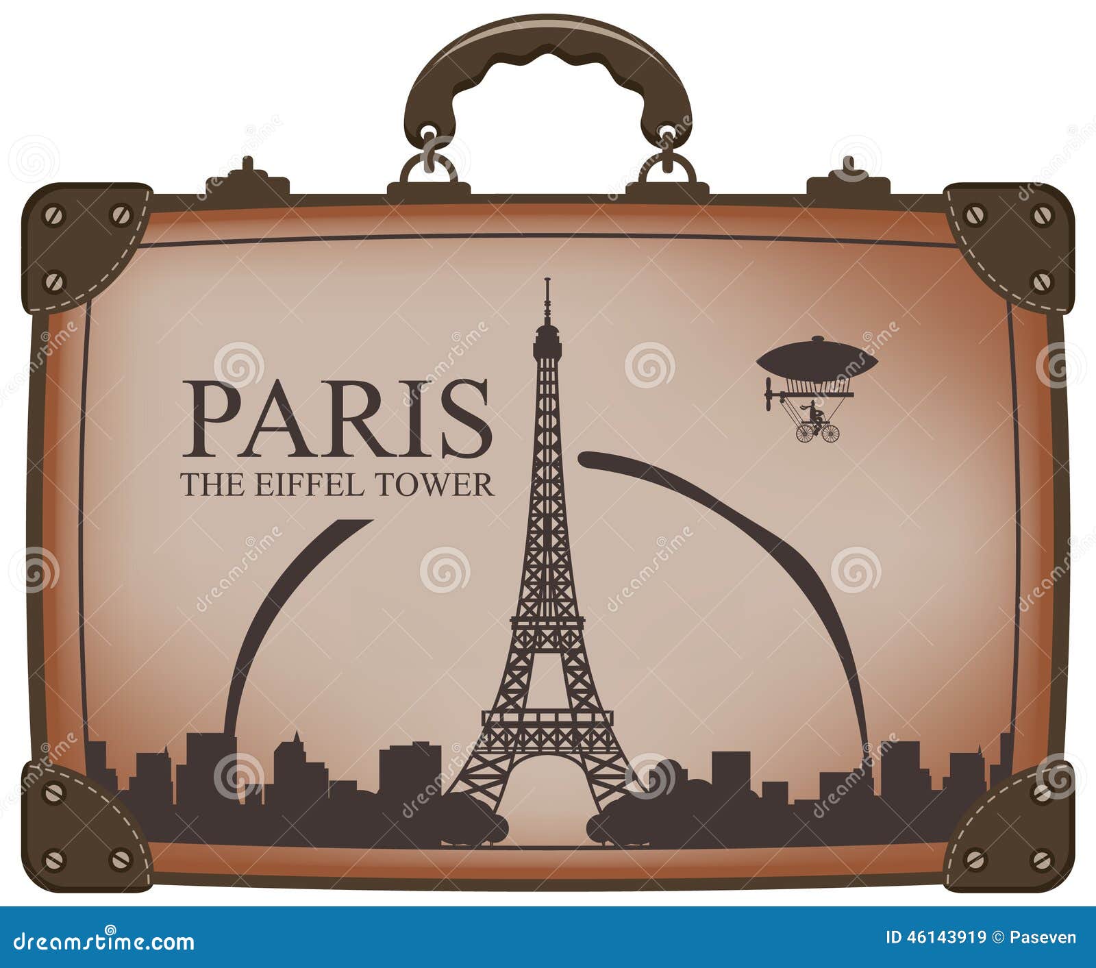 Suitcase paris stock vector. Illustration of monument - 46143919