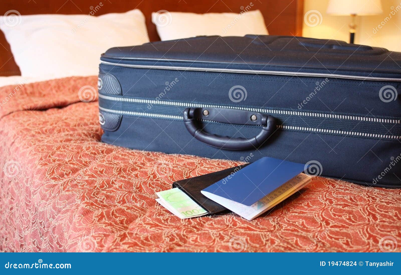Suitcase, Passport and Wallet Stock Photo - Image of holiday, chaos ...