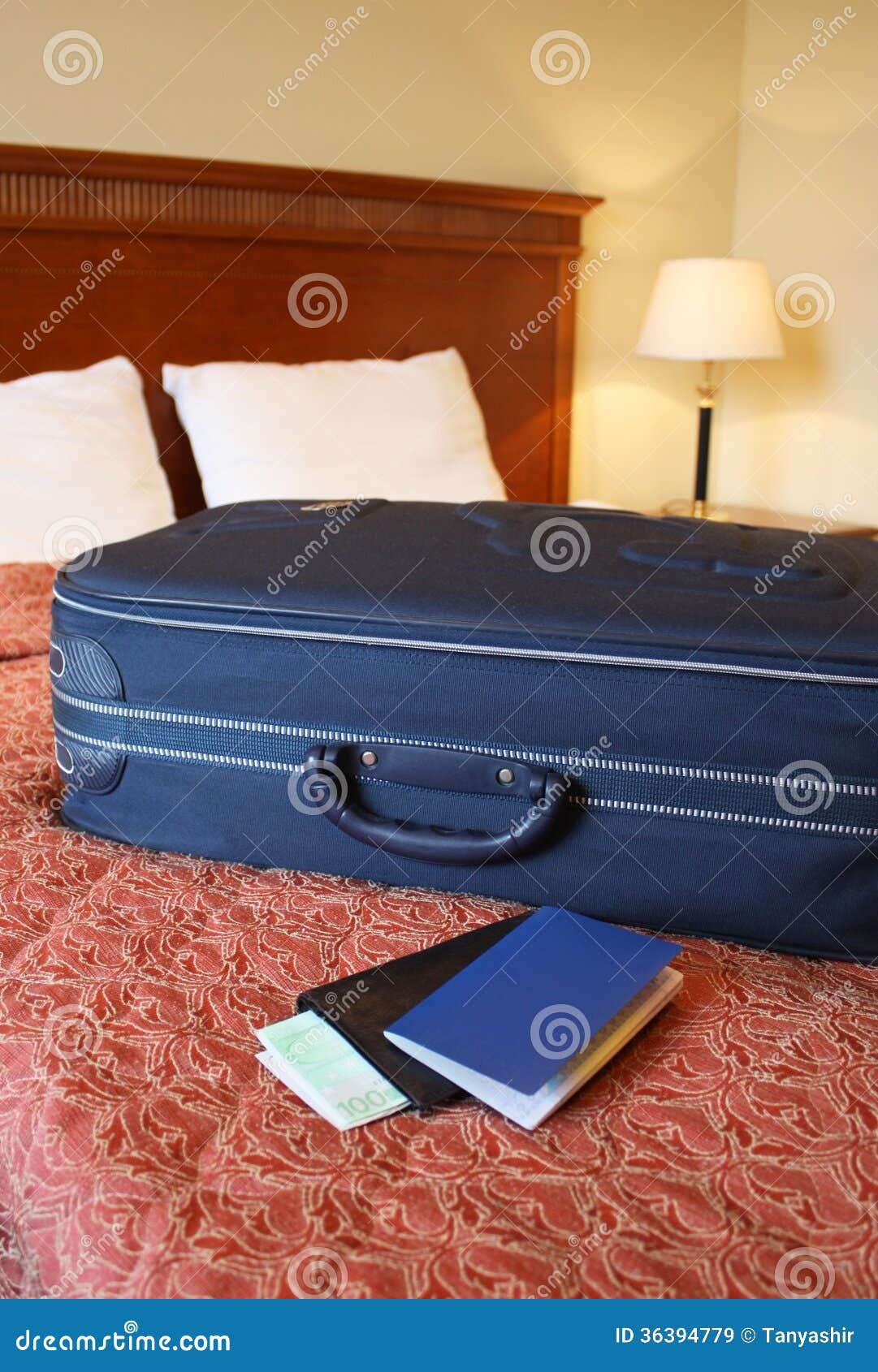 Suitcase, Passport and Wallet Stock Image - Image of background, heap ...
