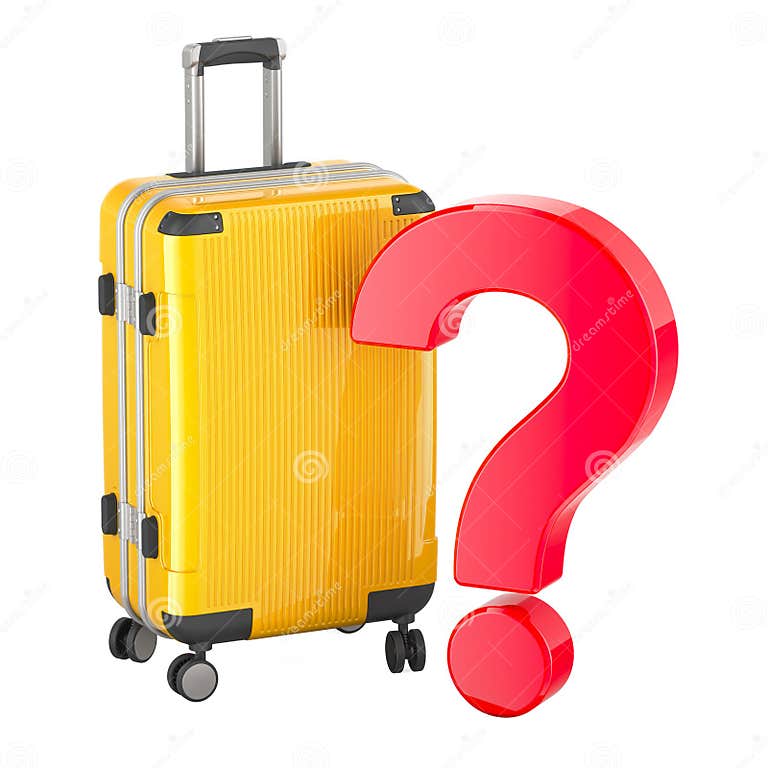 Suitcase with Question Mark, 3D Rendering Stock Illustration ...