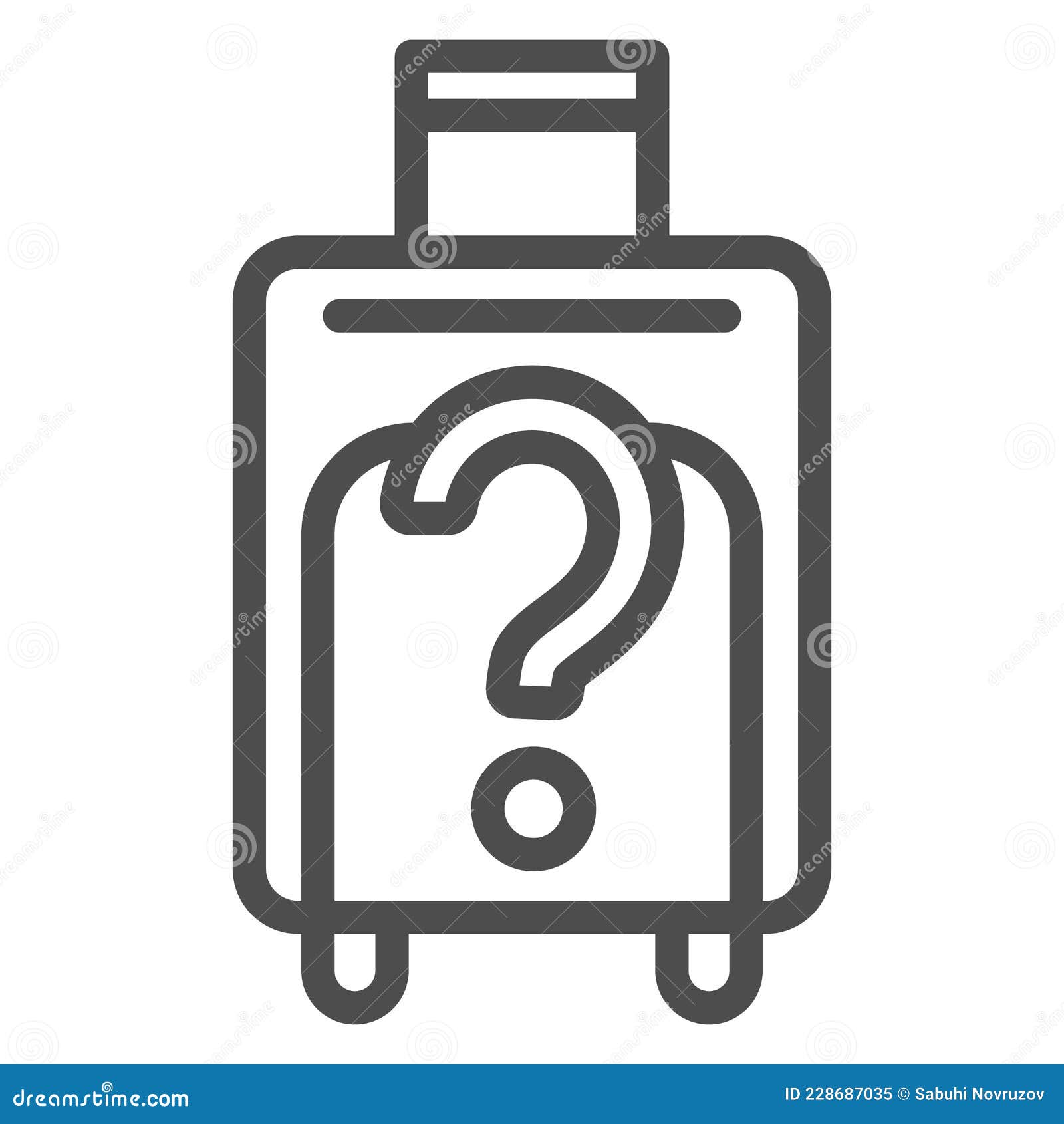 Suitcase and Question Mark Line Icon, Security Check Concept, Baggage ...
