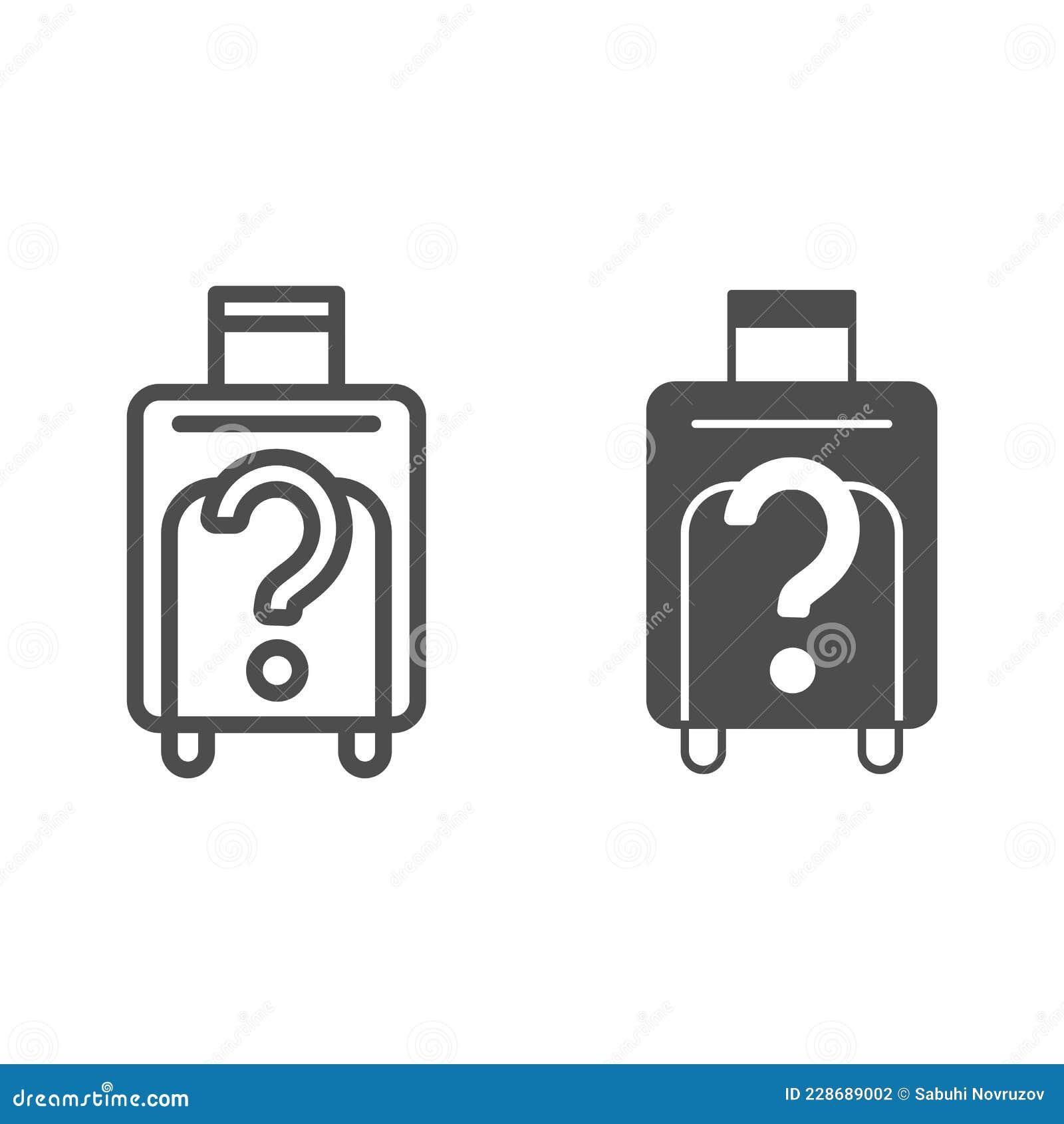 Suitcase and Question Mark Line and Solid Icon, Security Check Concept ...