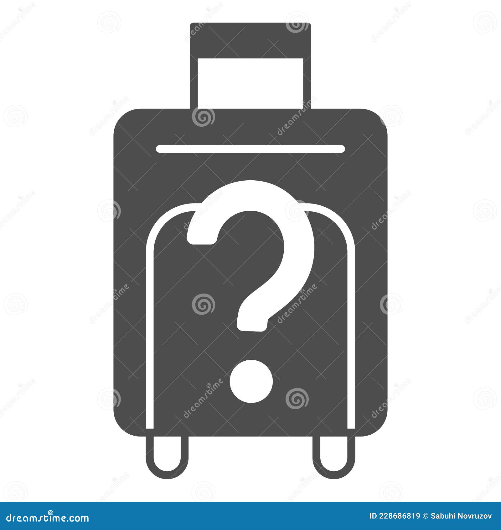 Suitcase and Question Mark Solid Icon, Security Check Concept, Baggage ...