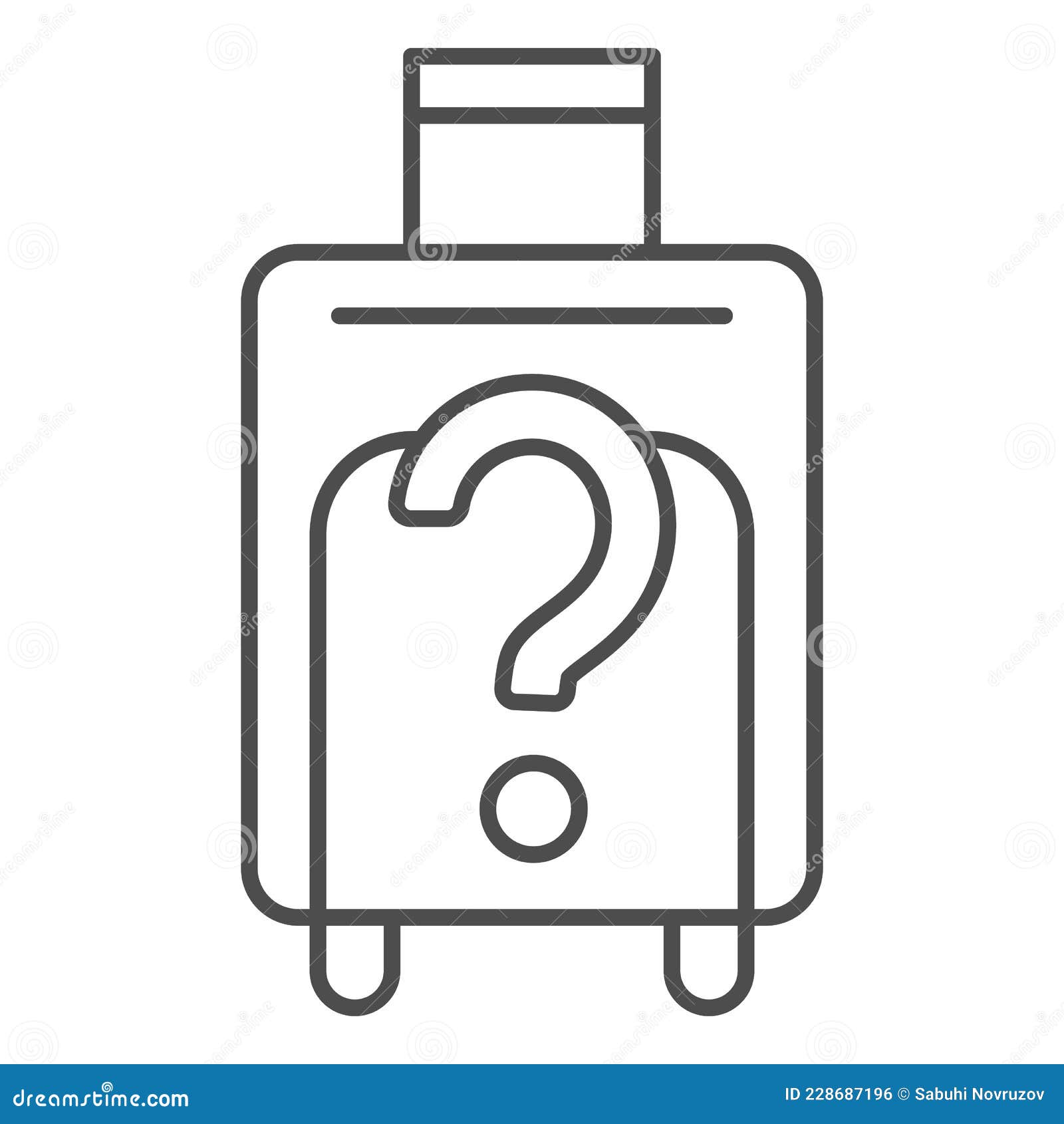 Suitcase and Question Mark Thin Line Icon, Security Check Concept ...