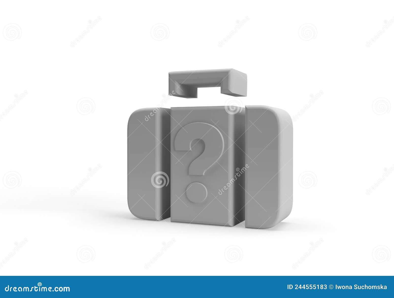 Suitcase and Question Marks on Isolated Background Stock Illustration ...