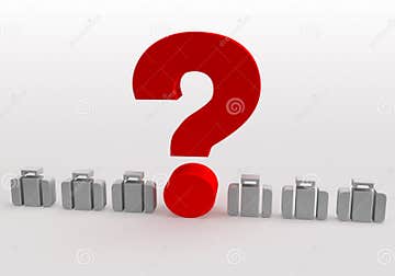 Suitcase and Question Marks on Isolated Background Stock Illustration ...