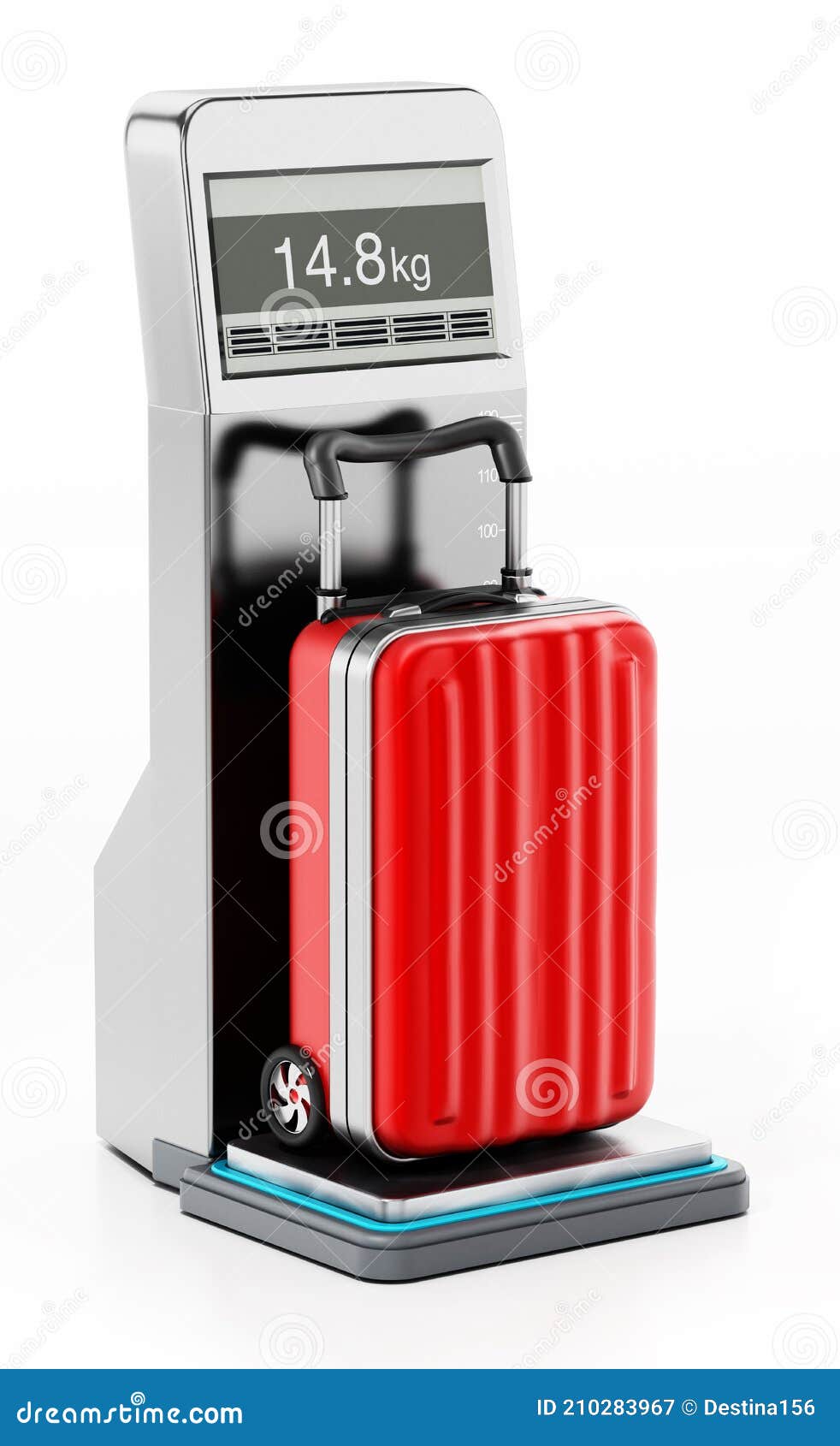 Suitcase Standing on Airport Weight Scale. 3D Illustration Stock ...