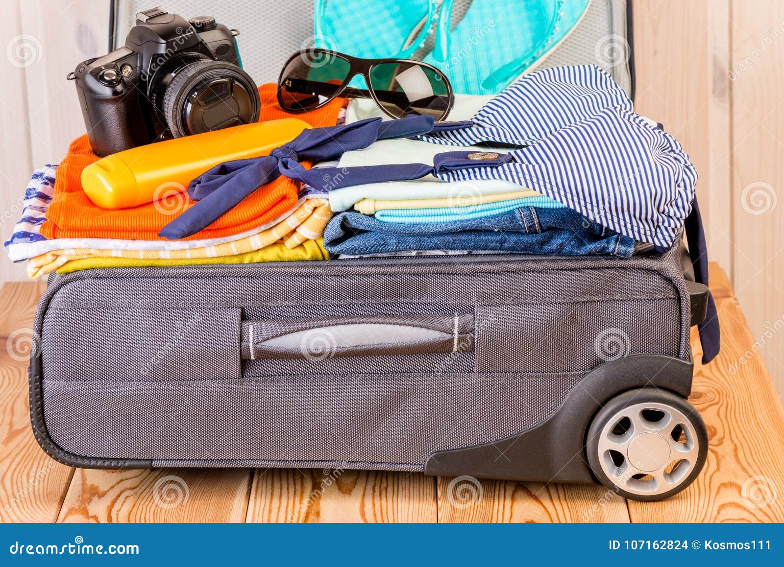 A Suitcase Stuffed with Things Stock Photo - Image of leisure ...
