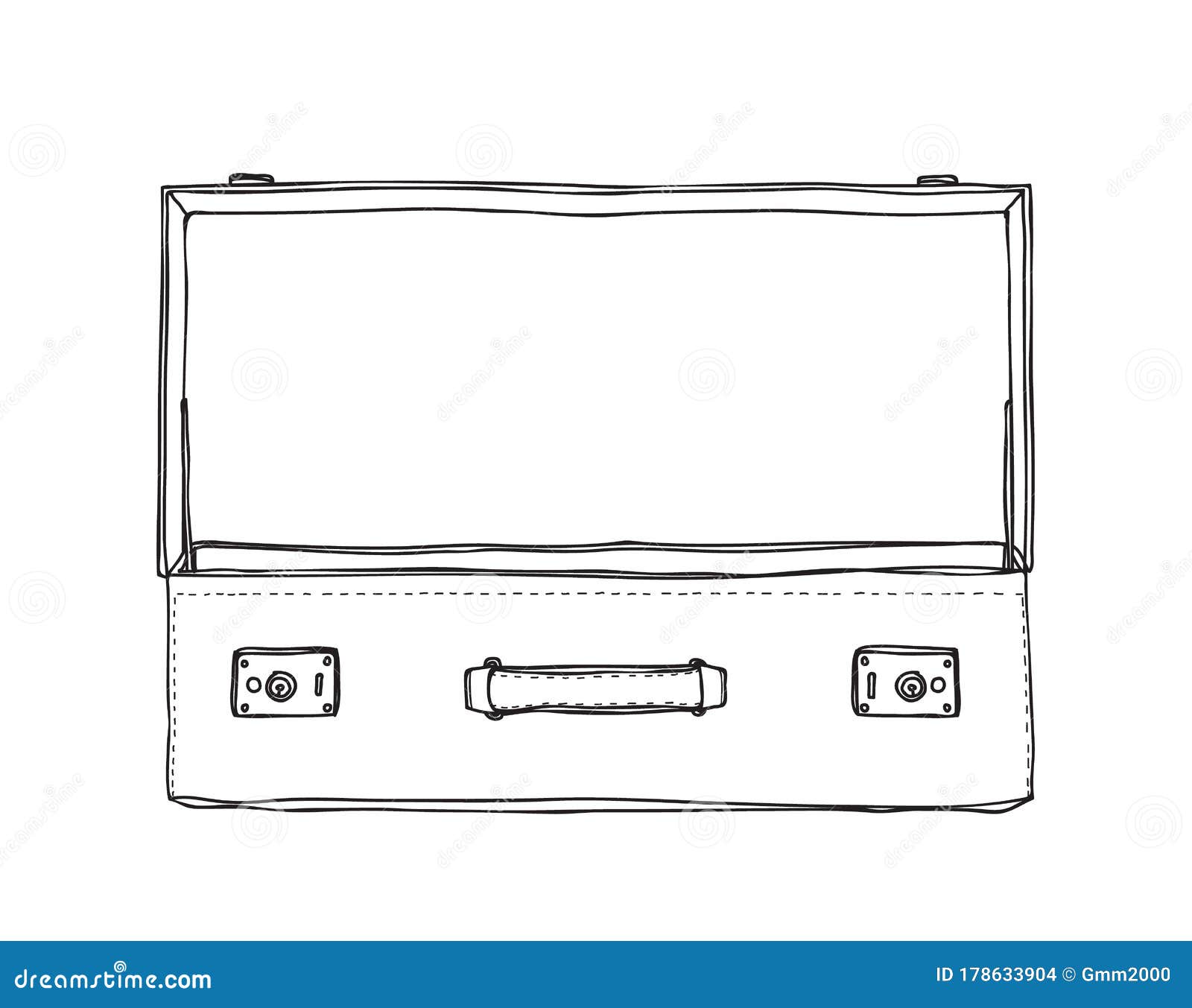 Suitcase Vintage Hand Drawn Cute Vector Line Art Illustration Stock ...