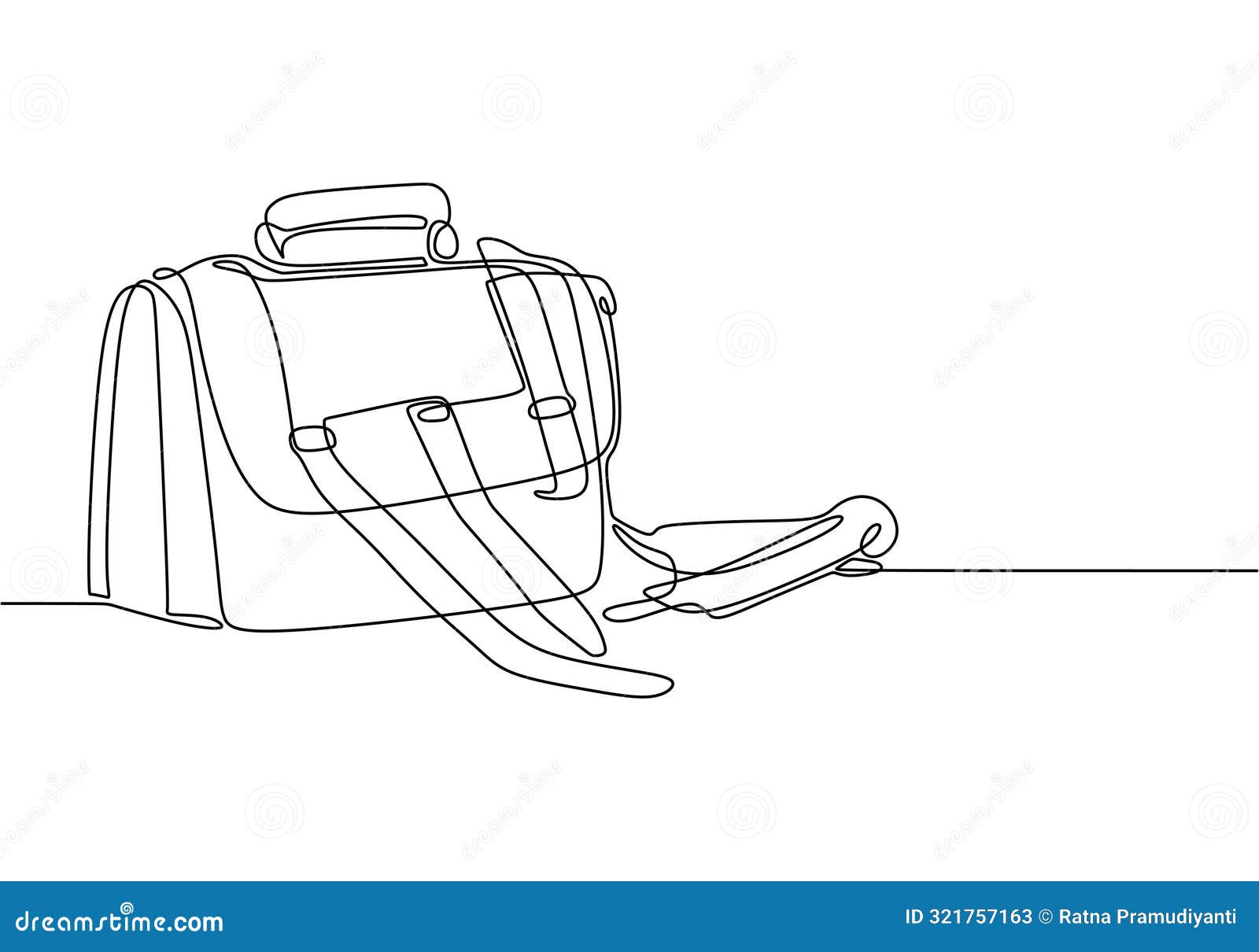 Suitcase Working Bag One Line Art Drawing. Continuous Outline Briefcase ...