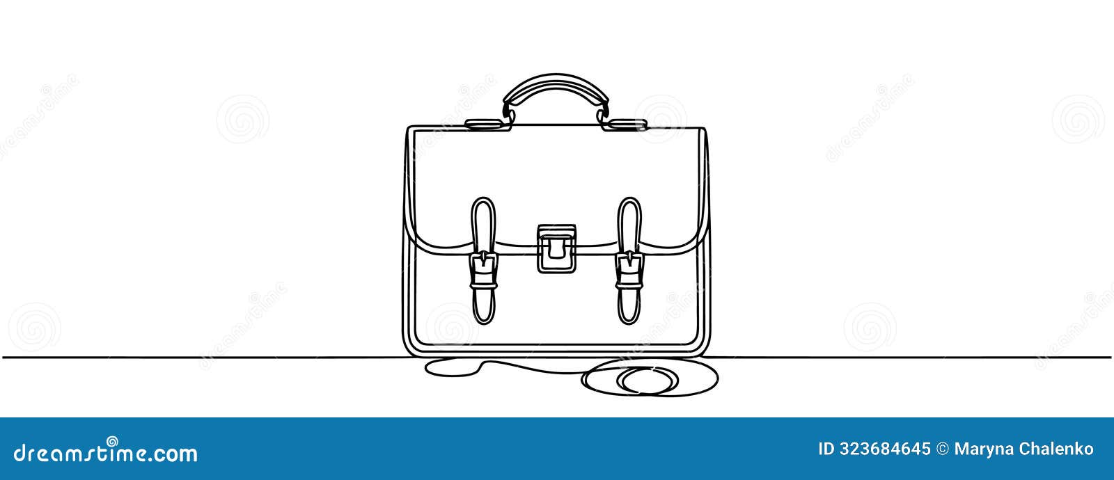 Suitcase Working Bag One Line Art Drawing. Continuous Outline Briefcase ...