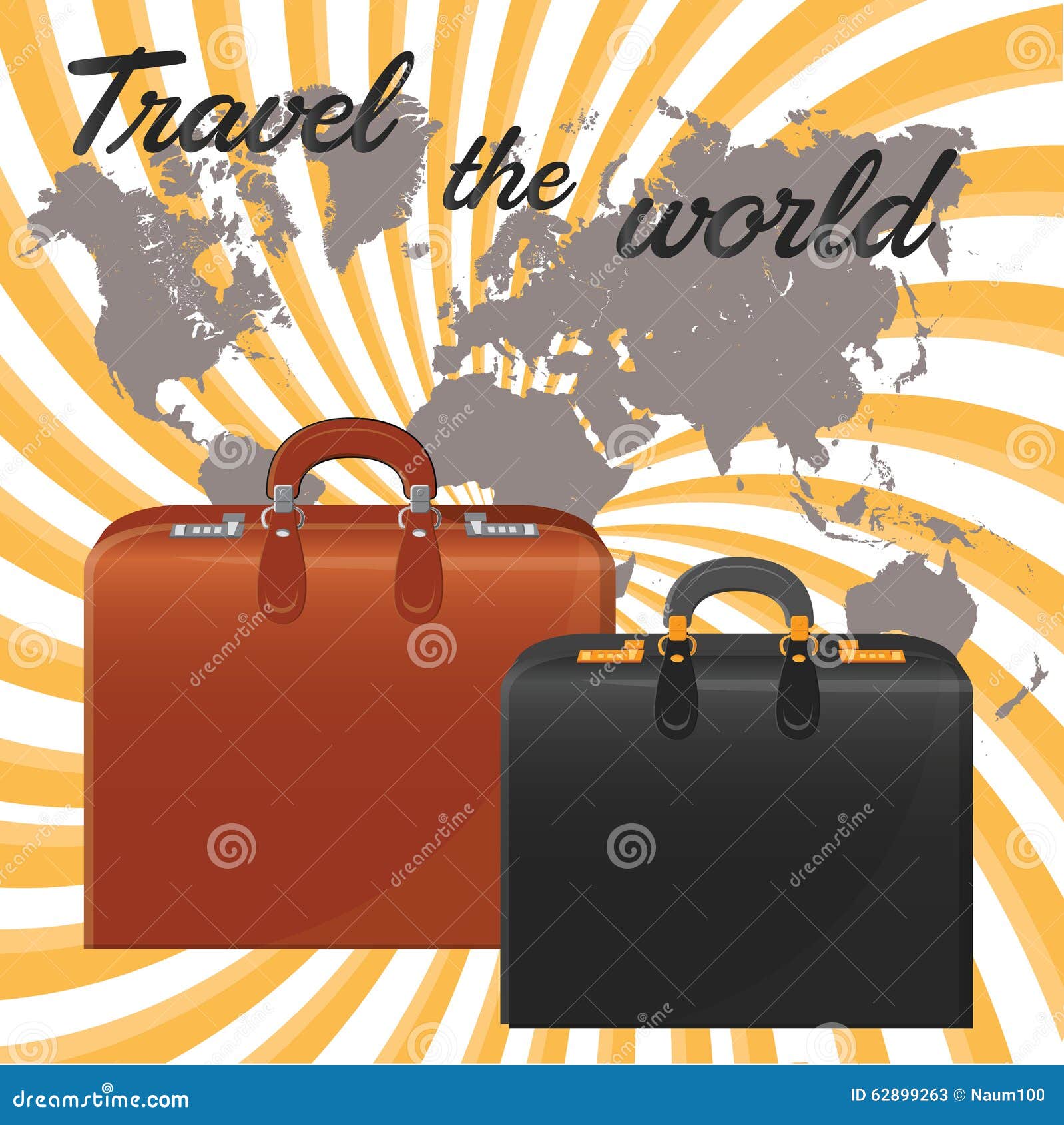 Suitcases. Against the Background of the World Map Stock Vector ...