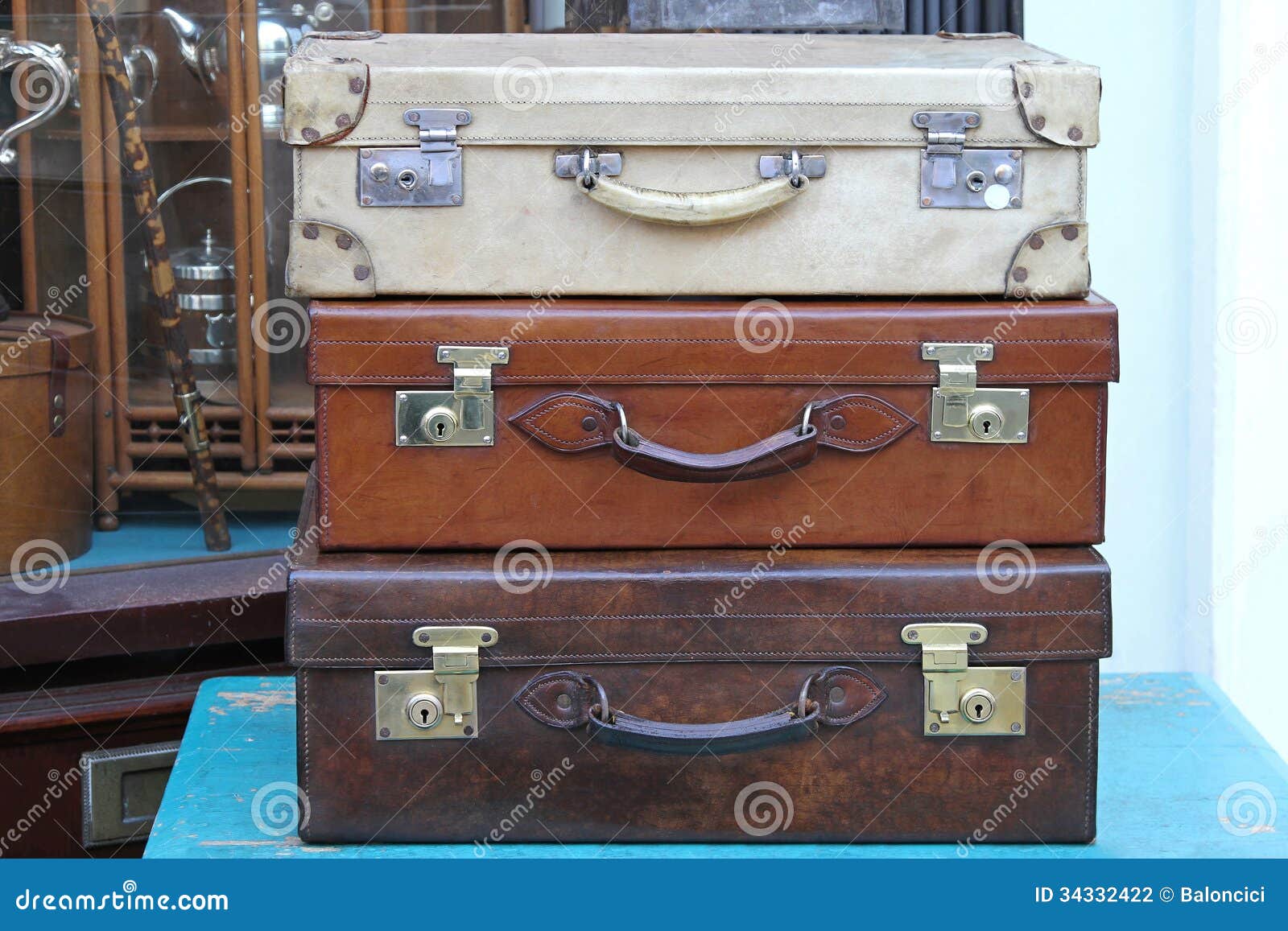 Suitcases stock photo. Image of retro, vintage, stacked - 34332422