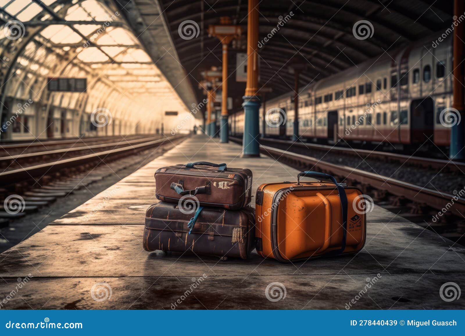 Suitcases at a Train Station Stock Illustration - Illustration of ... Suitcases at a Train Station Stock Illustration - Illustration of ...