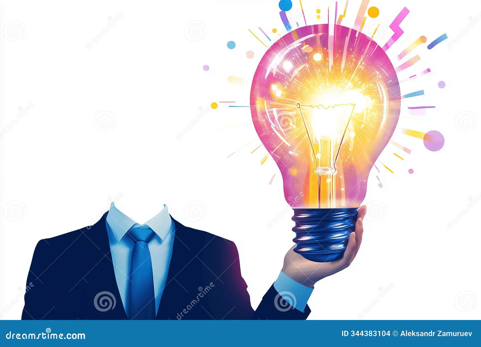 A Suited Person Holds a Bright Light Bulb, Symbolizing Innovation and ...