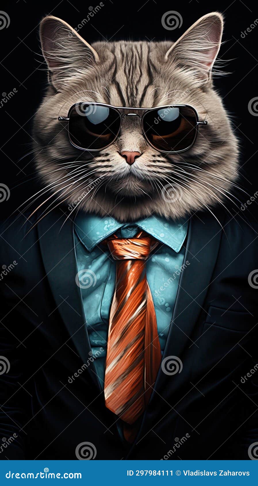 Suited-up Cat with Tie and Shades Looks Sharp Stock Illustration ...
