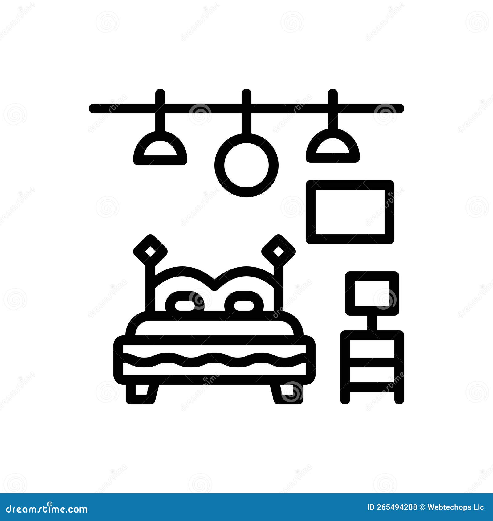 Black Line Icon for Suites, Room Set and Bedroom Stock Vector ...