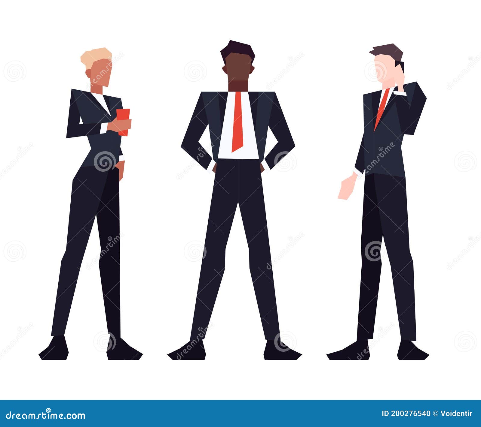 Set of Low Poly Slim People in Suits Stock Vector - Illustration of ...