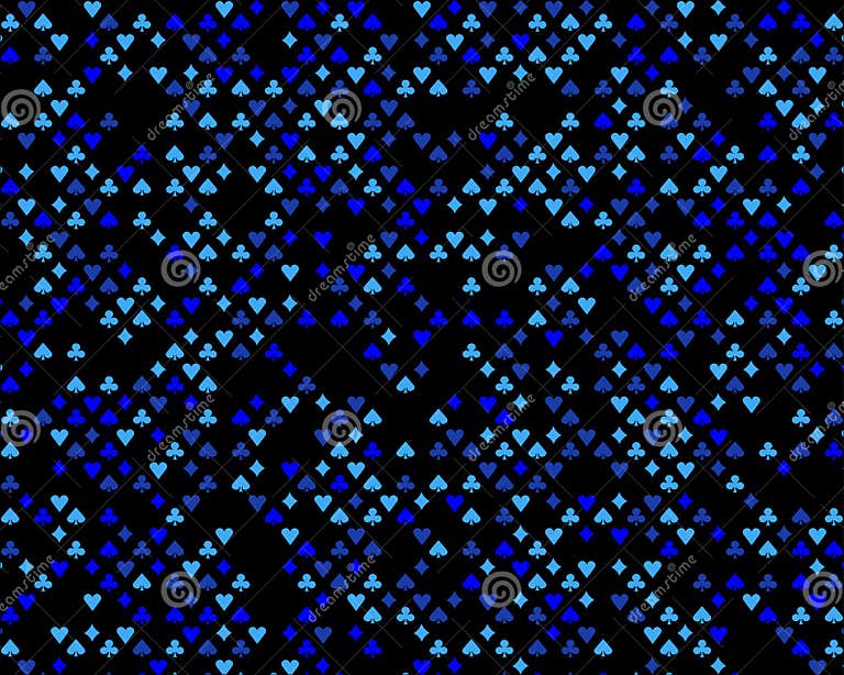 Card Suits Pattern Blue Black Design Stock Vector - Illustration of ...