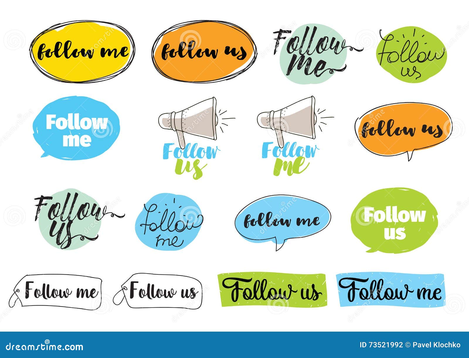 Suivez-moi, Suivez-nous Des Labels Conception De Vecteur Illustration ...