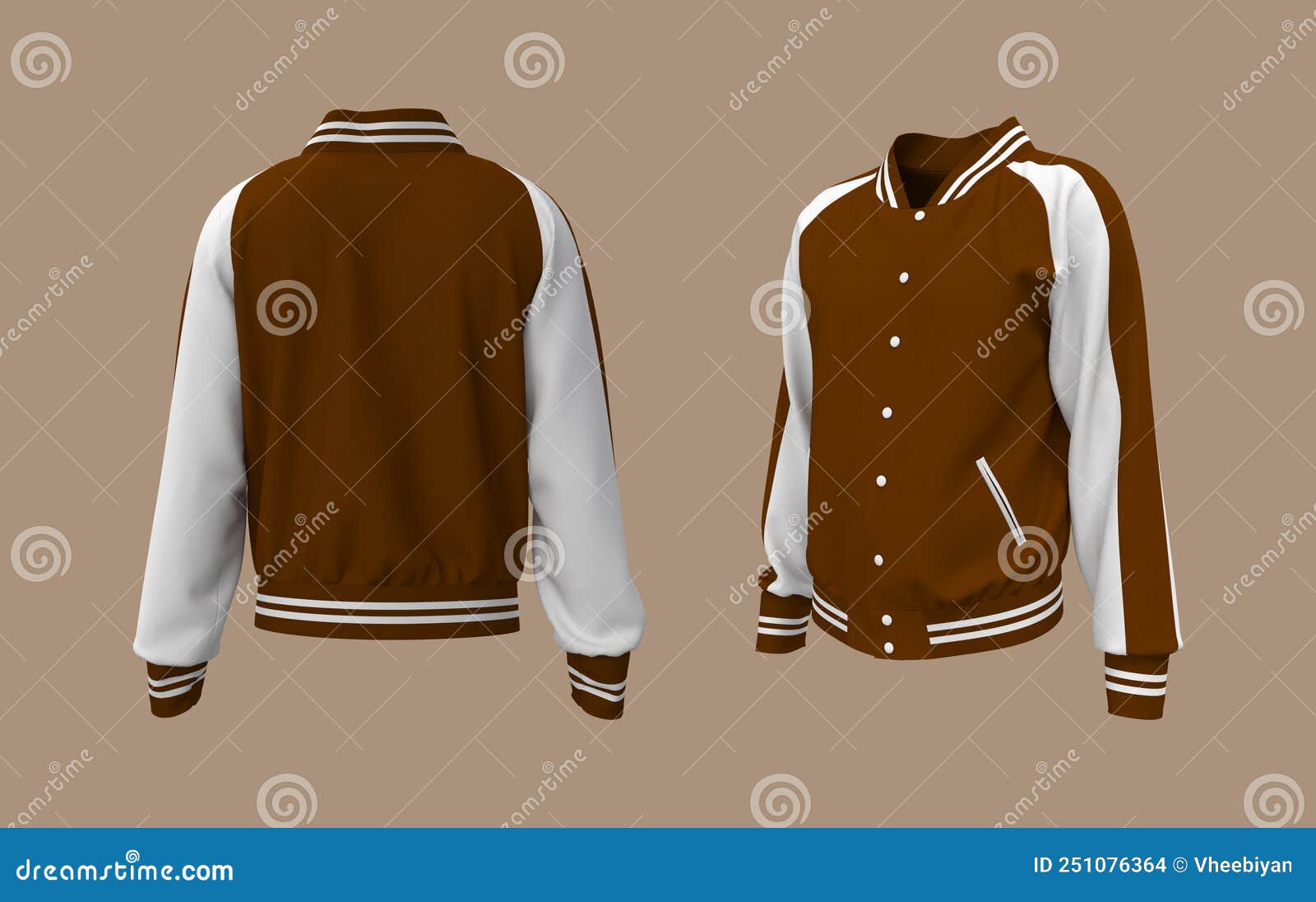 Sukajan Baseball Jacket Mockup in Front, Side and Back Views Stock ...
